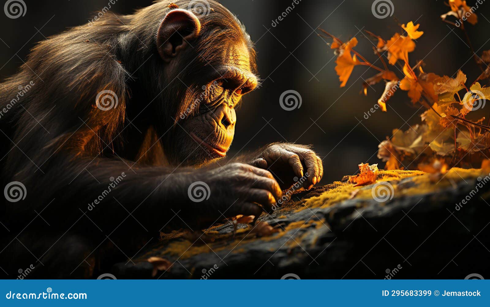 Cute Monkey Sitting on Tree in Tropical Forest Generated by AI Stock ...
