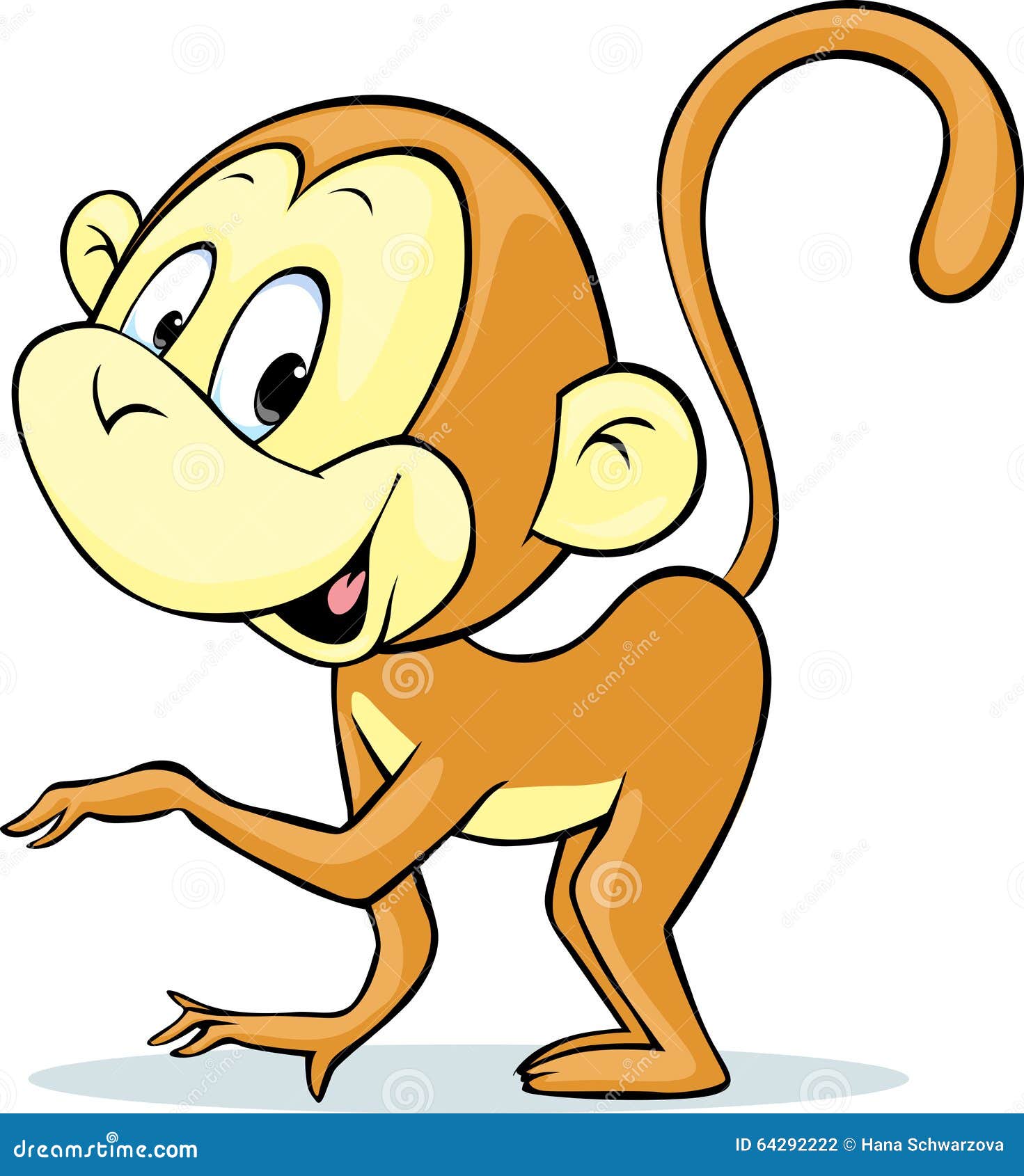 Cute Monkey Standing Isolated on White Background Stock Vector ...