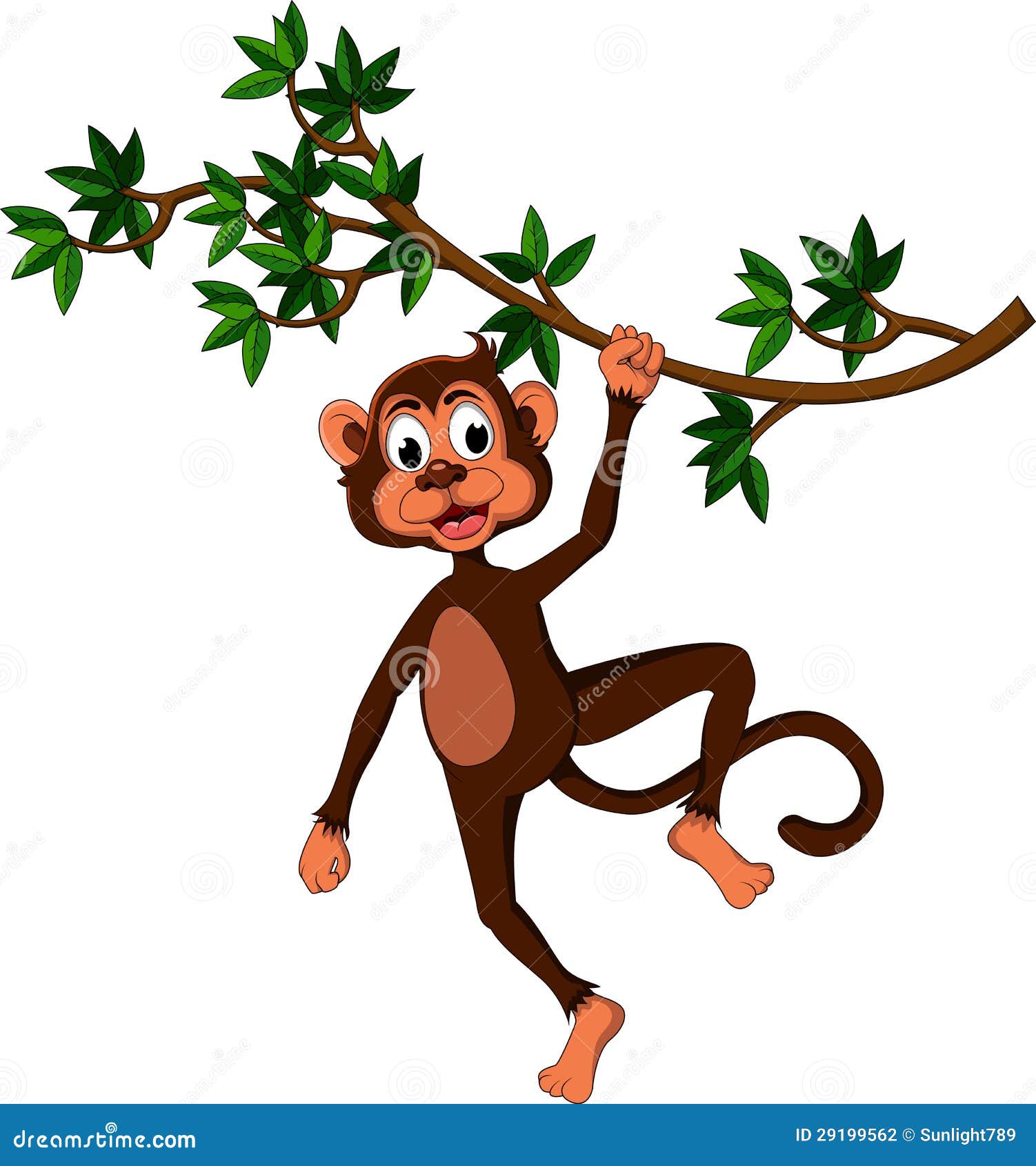 Cute monkey on a tree stock illustration. Illustration of tail - 29199562