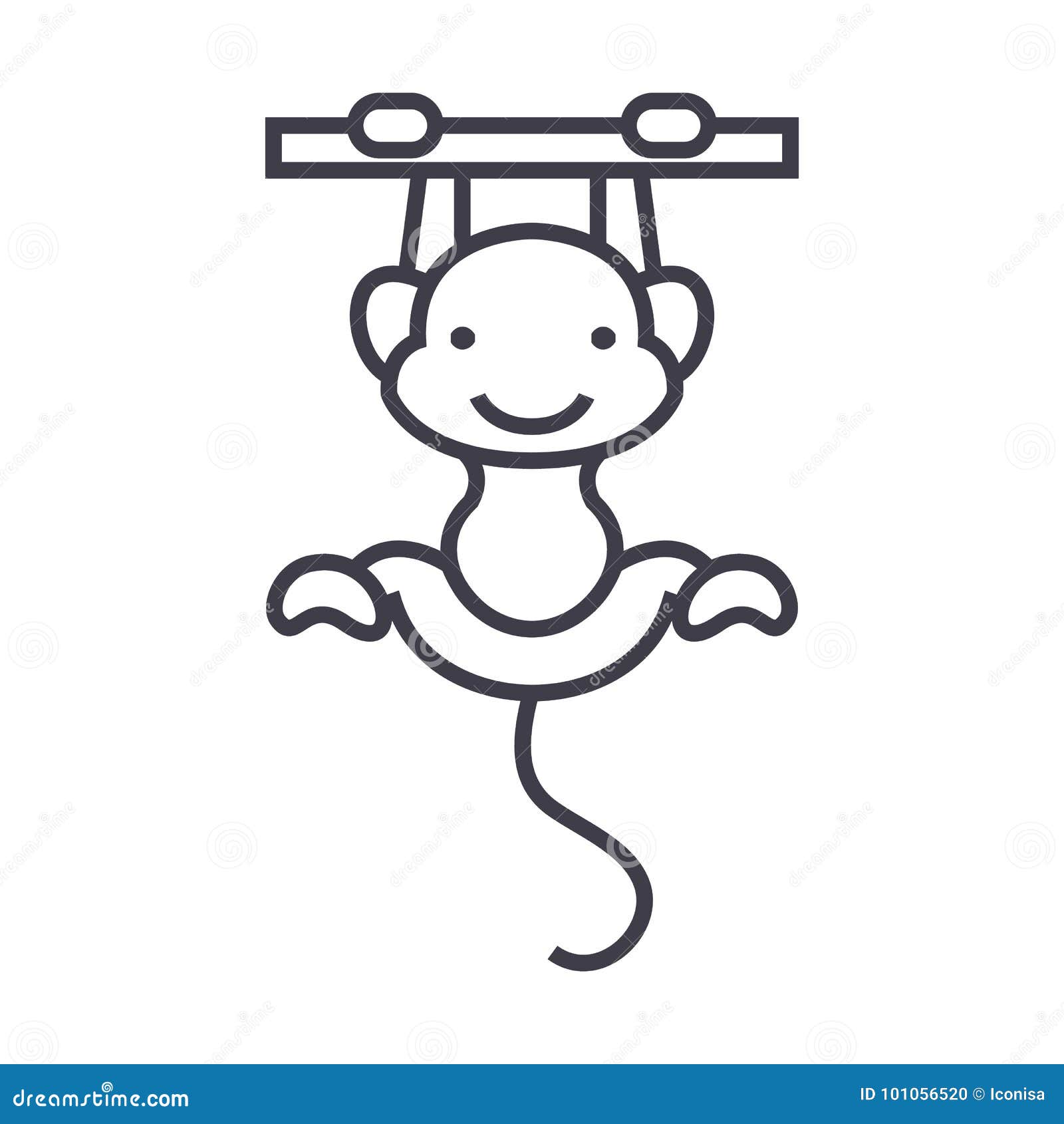 Cute Monkey Vector Line Icon, Sign, Illustration on Background ...