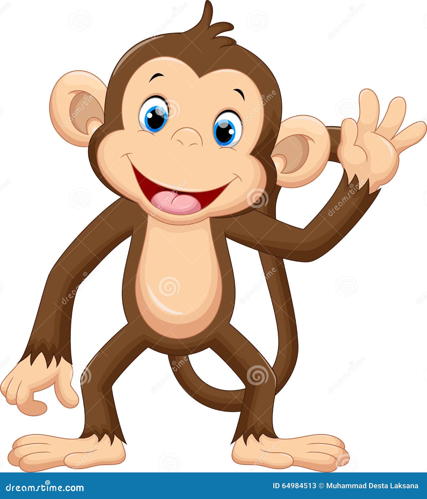 Cute monkey waving stock illustration. Illustration of sitting - 64984513