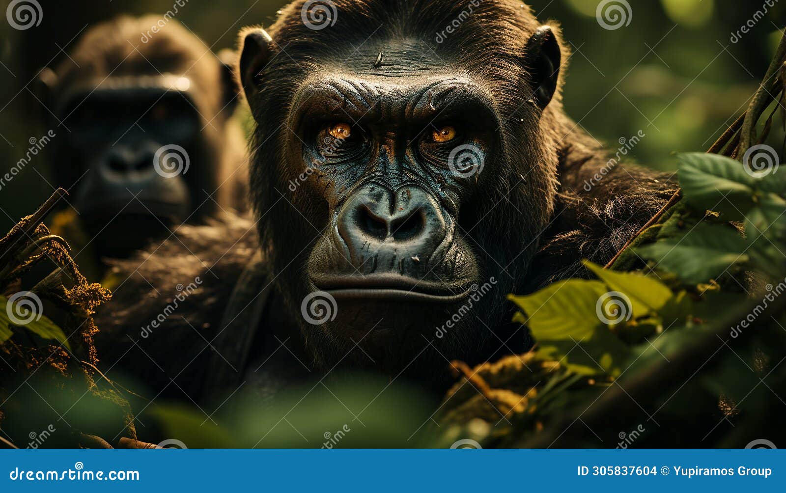 Cute Monkey in the Wild, Staring with Strength and Focus Generated by ...