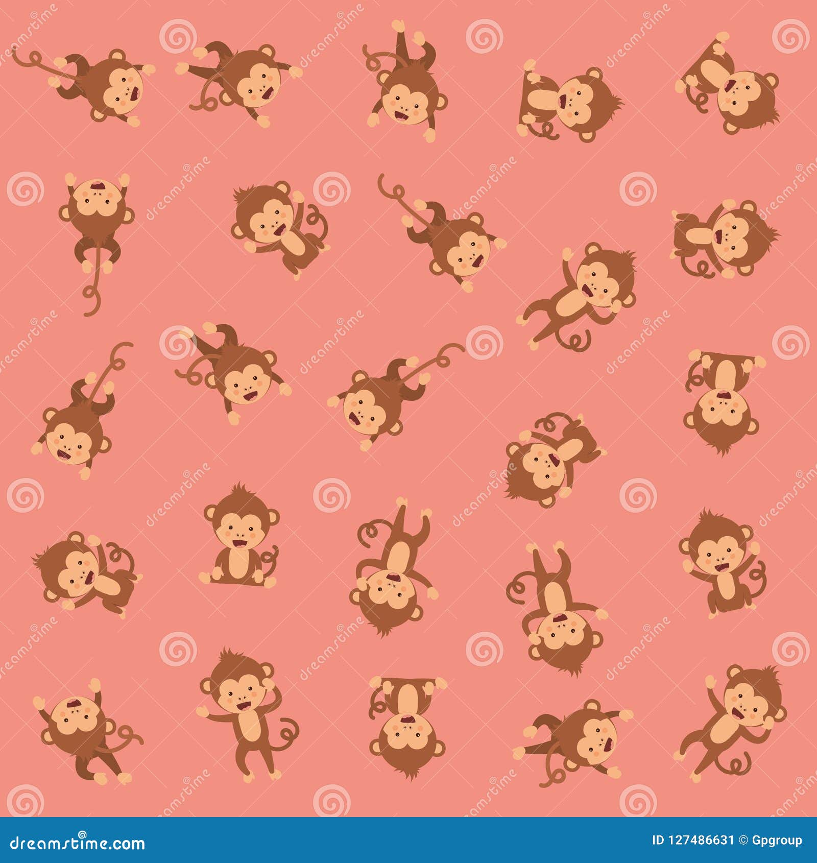 Cute Monkeys Pattern Background Stock Vector - Illustration of ...