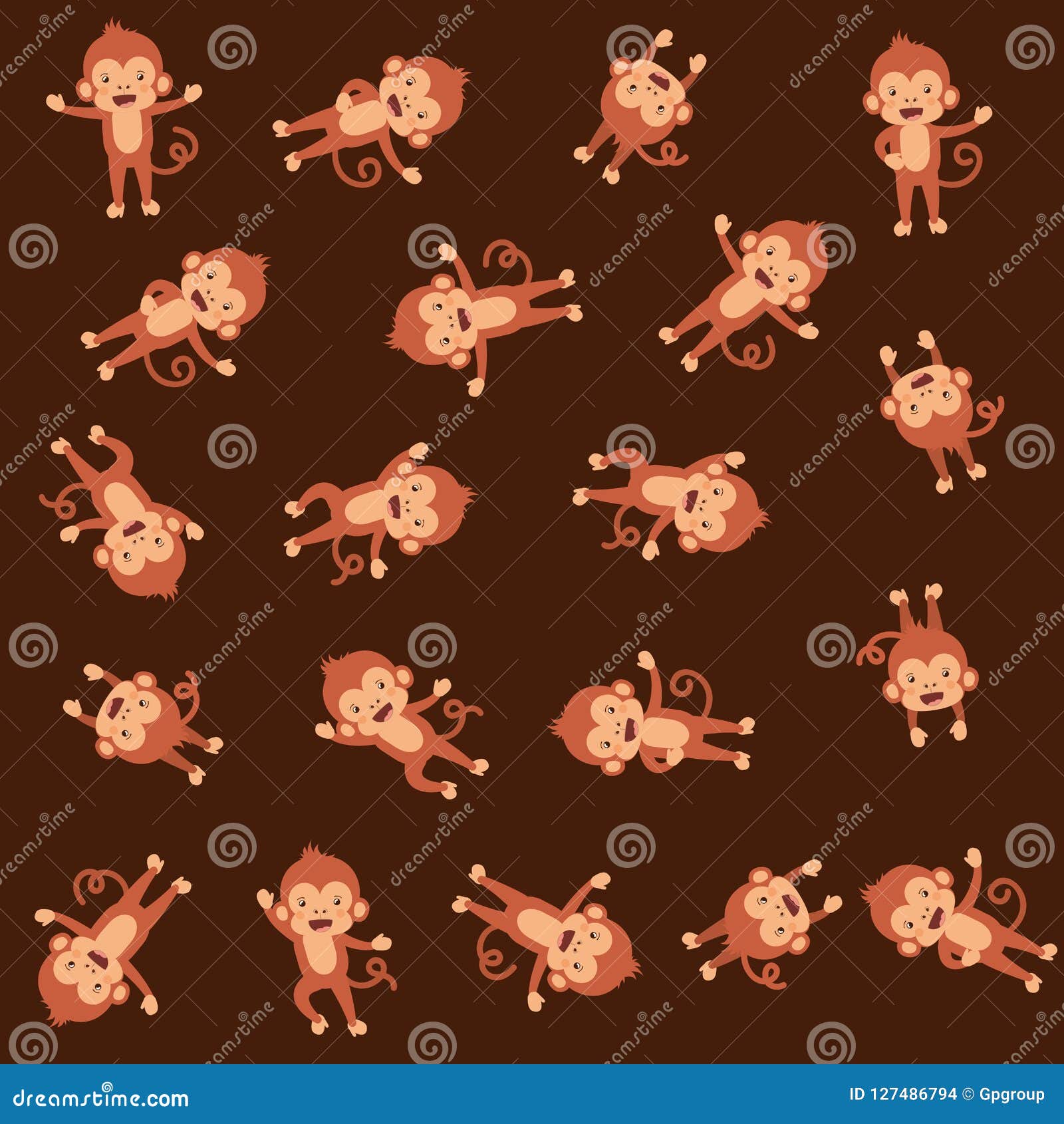 Cute Monkeys Pattern Background Stock Vector - Illustration of ...
