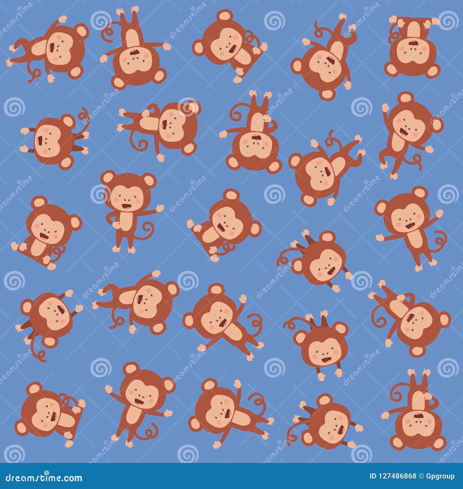 Cute Monkeys Pattern Background Stock Vector - Illustration of exotic ...