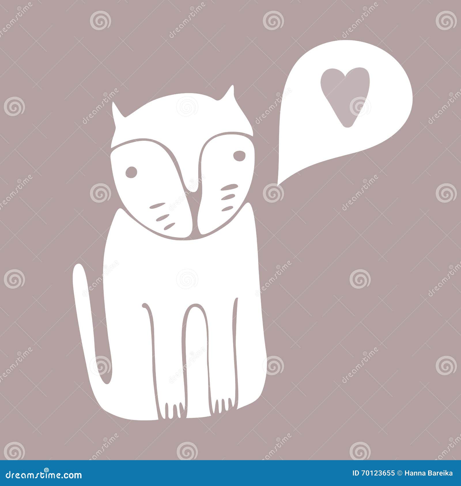 Cute Monochrome Cat. Cartoon Vector Illustration. Stock Vector ...