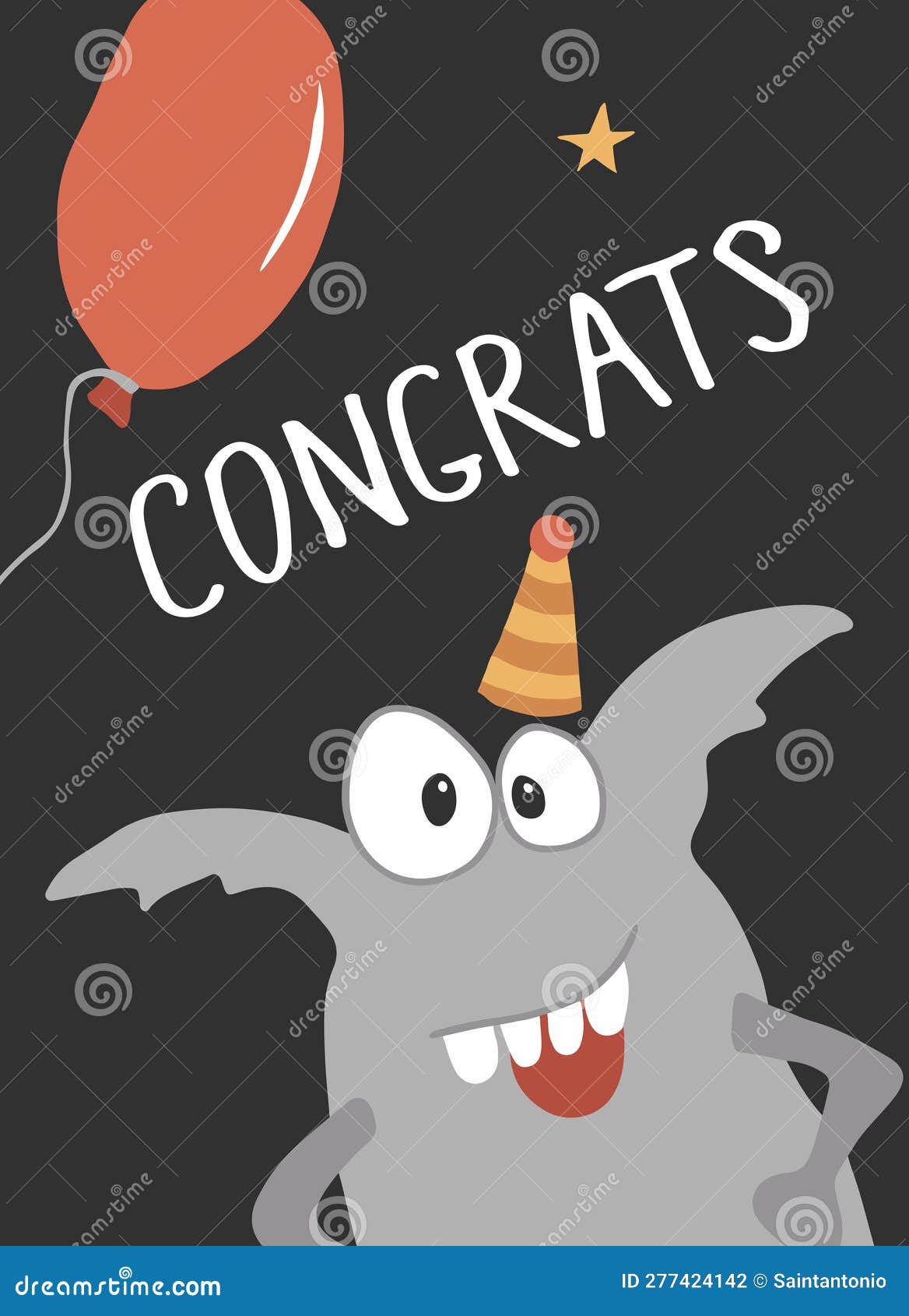 Cute Monster Birthday Greeting Card. Vector Illustration Stock Vector ...