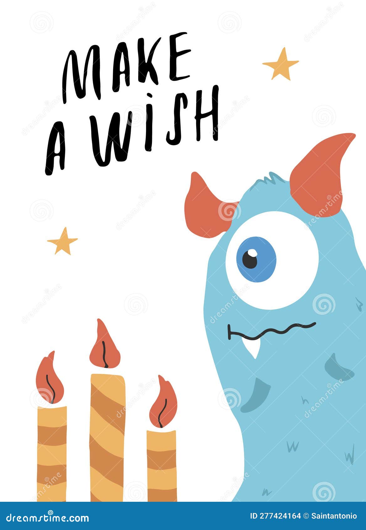 Cute Monster Birthday Greeting Card. Vector Illustration Stock Vector ...