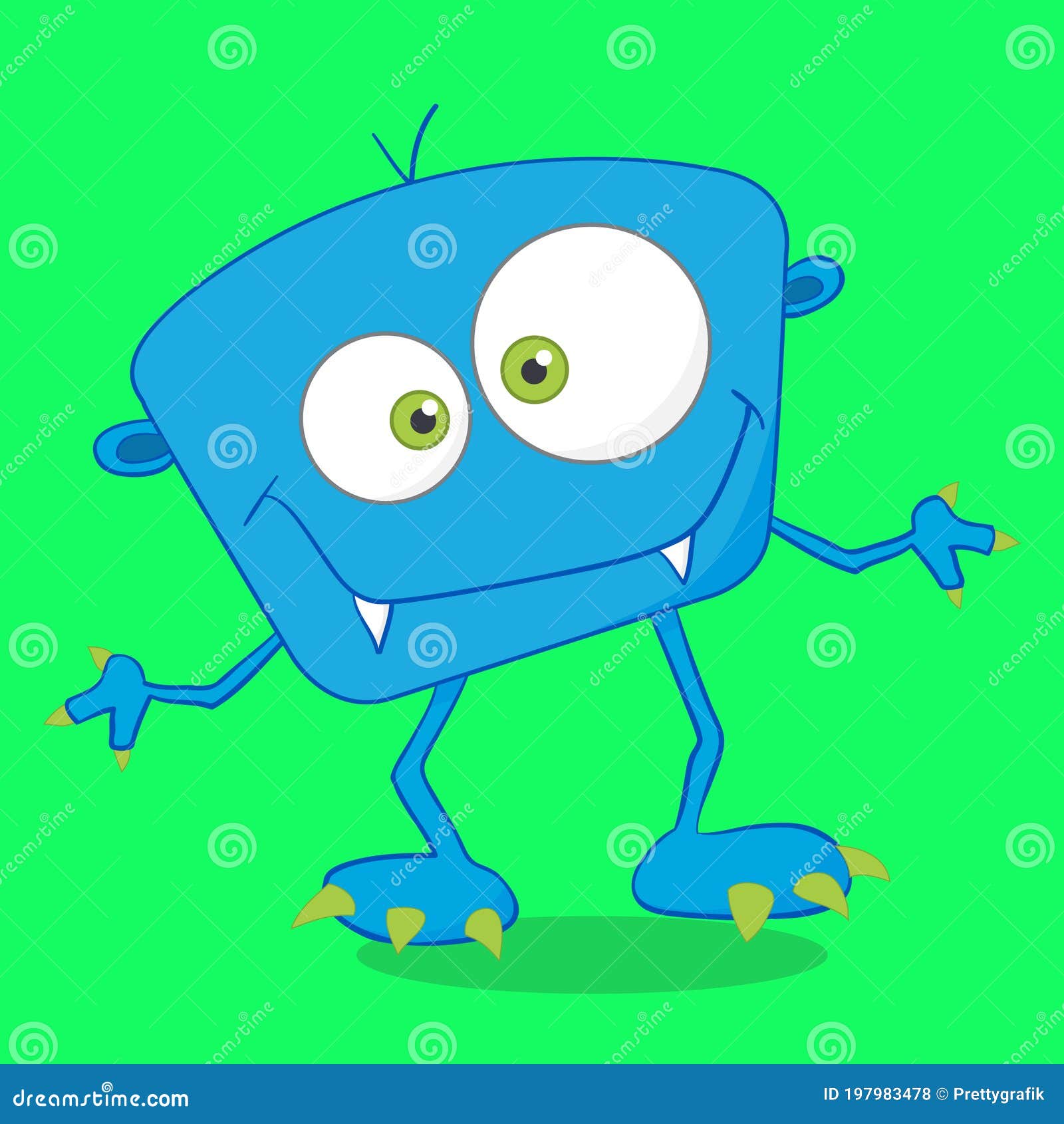 Cute Monster Blue Square 06 Stock Vector - Illustration of cartoon ...