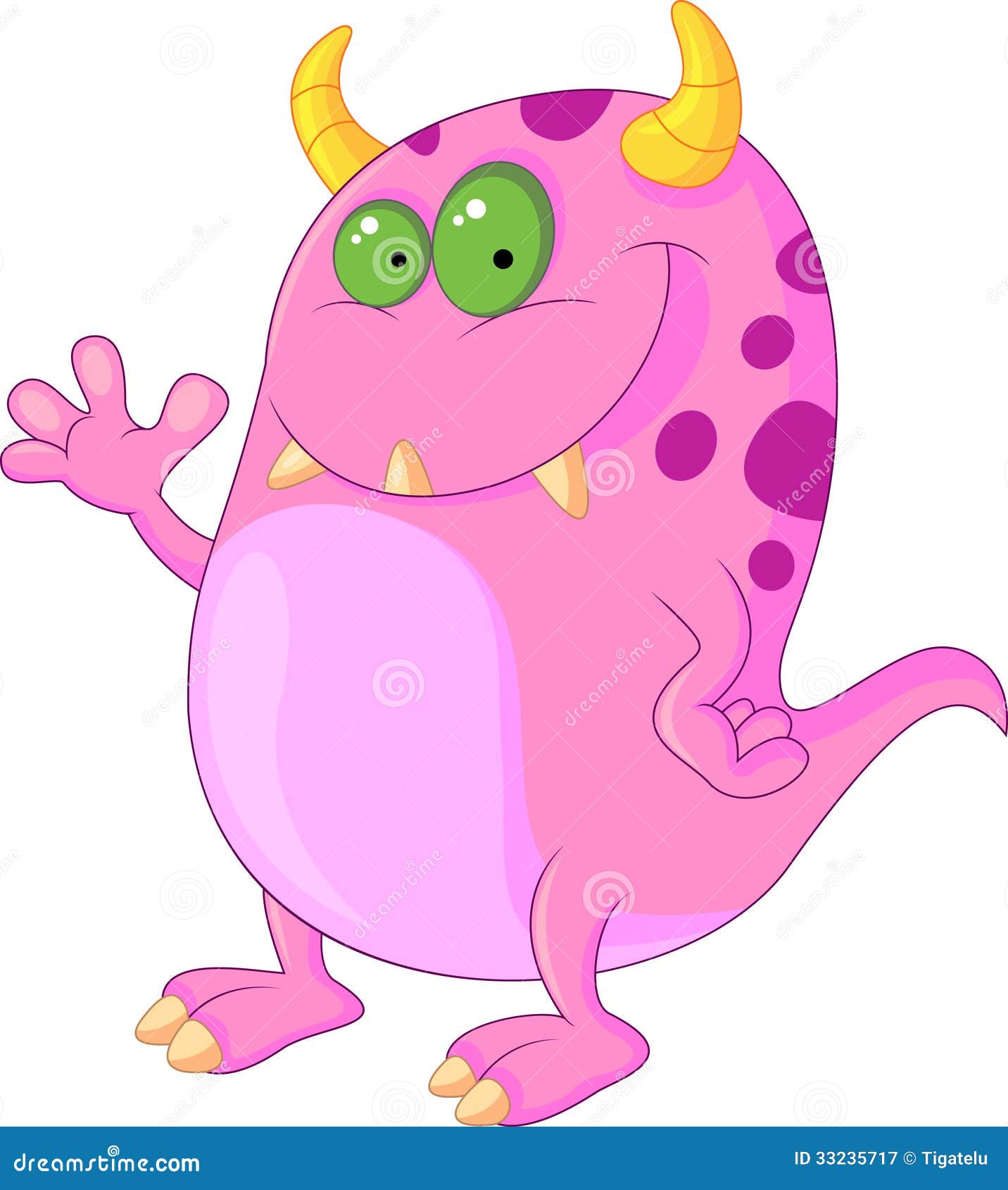 Cute Monster With Speech Bubble On Turquoise Font Hand Drawn ...