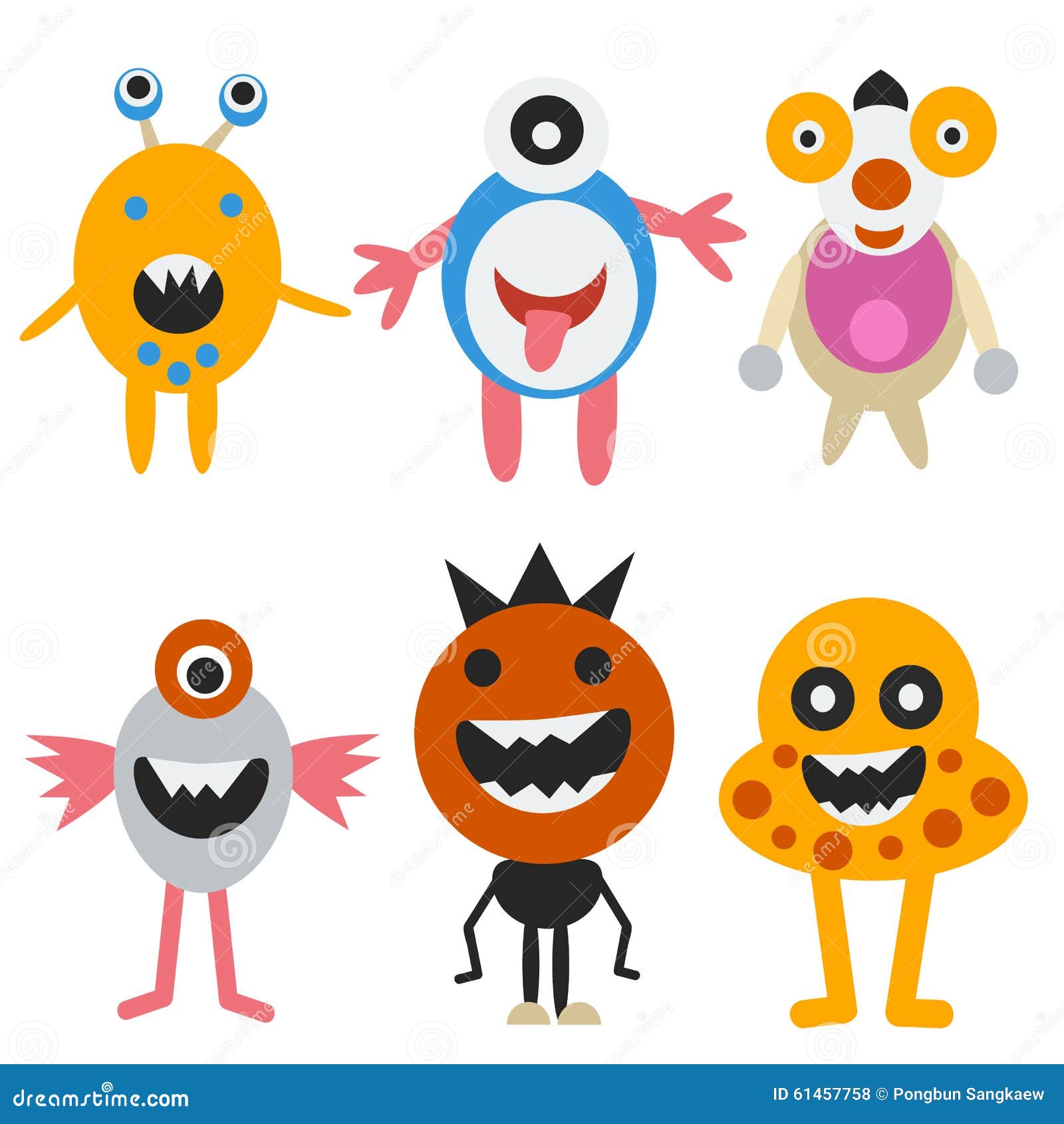 Cute monster stock vector. Illustration of doodle, drawing - 61457758