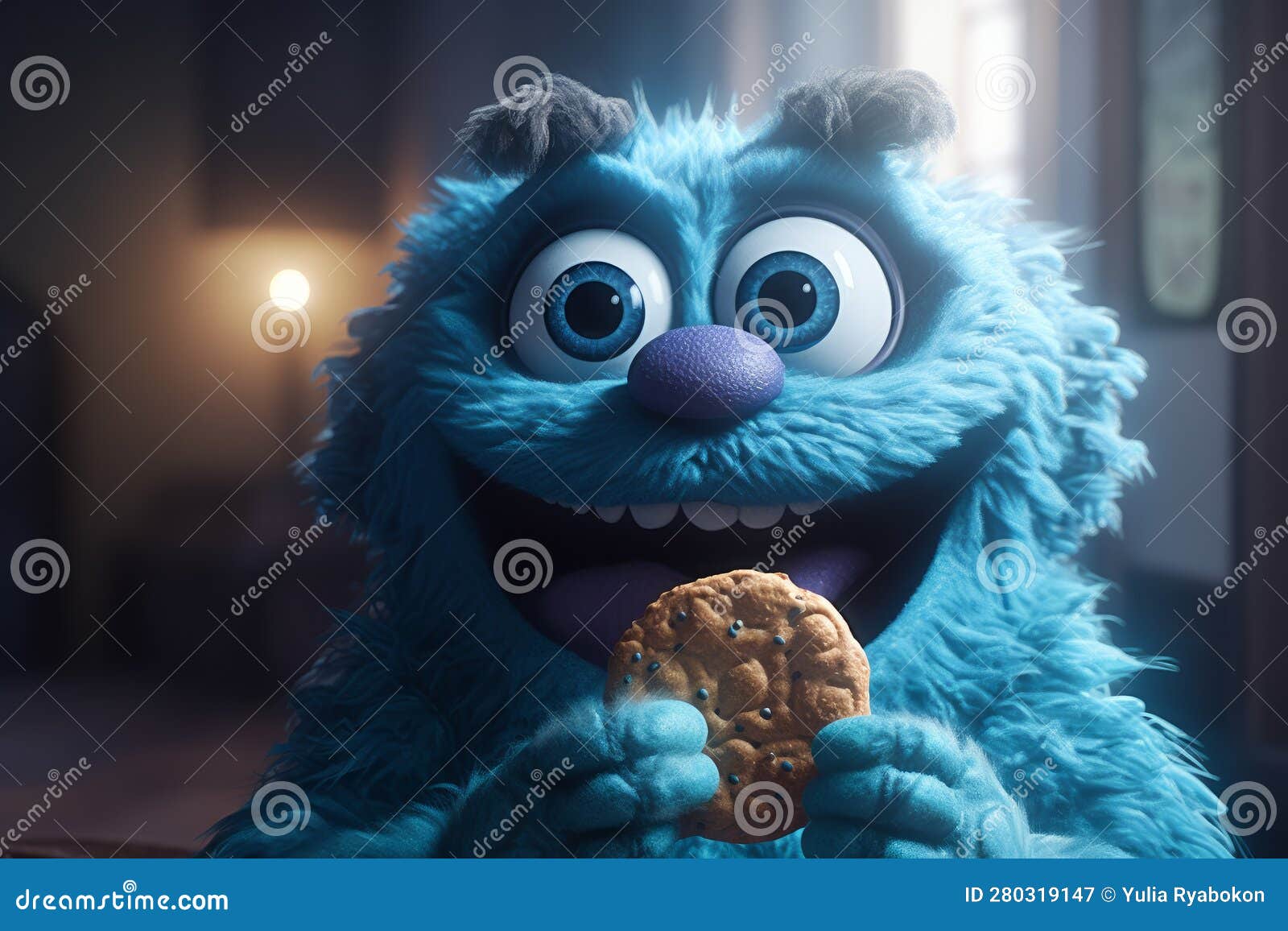 Cute Monster Eating. Generate Ai Stock Illustration - Illustration of ...