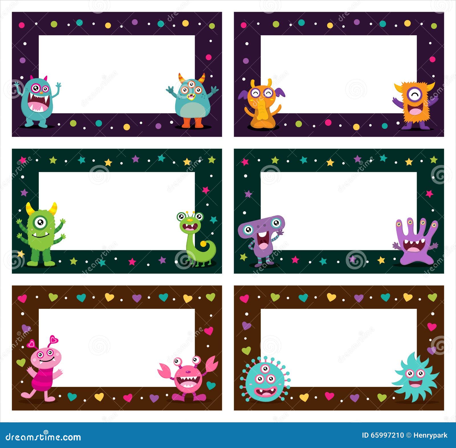Cute Monster Frames Templates Stock Vector - Illustration of monster ...