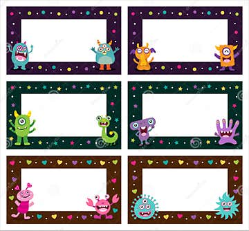 Cute Monster Frames Templates Stock Vector - Illustration of monster ...