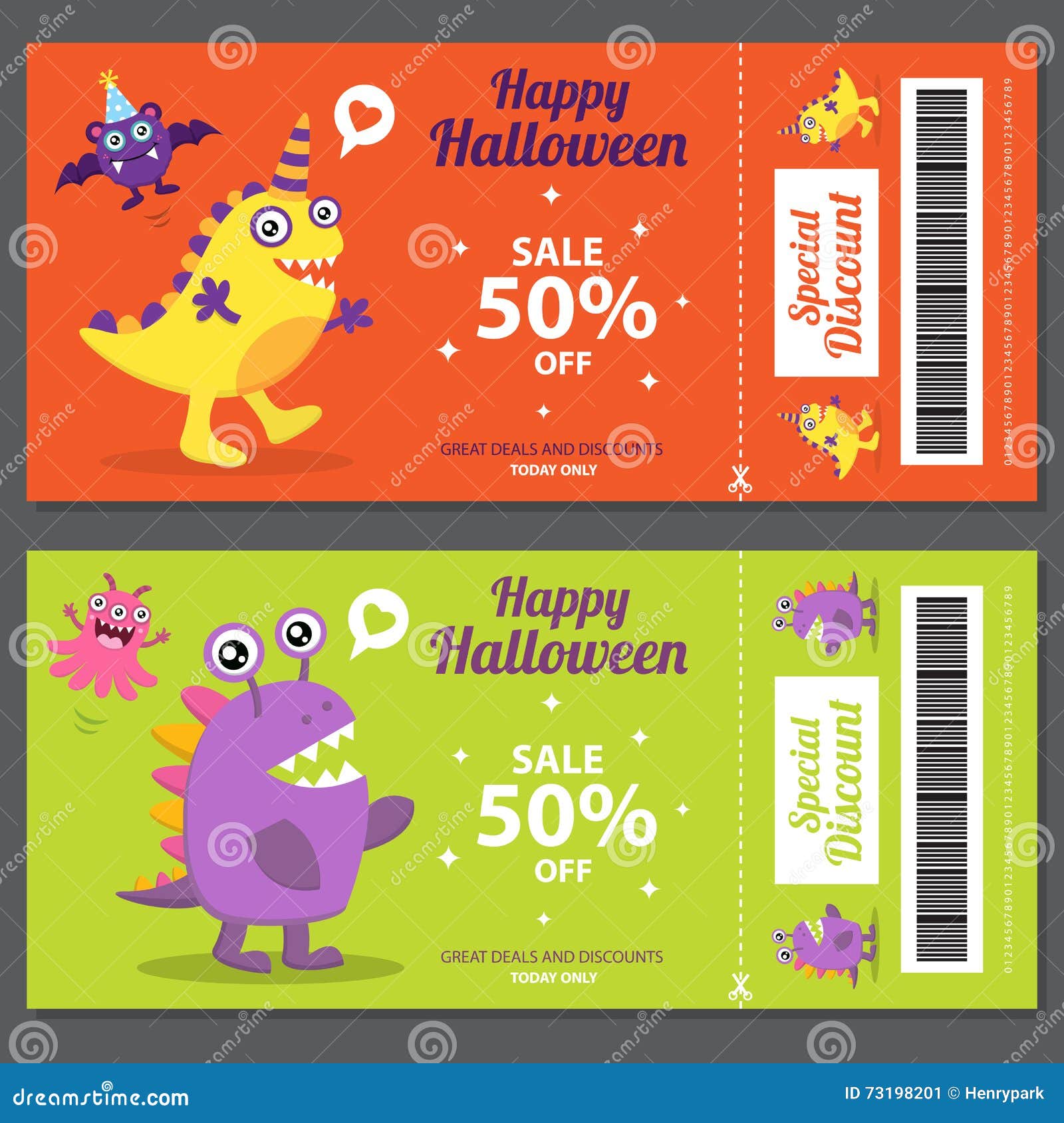 Cute Monster Halloween Sale Stock Vector - Illustration of celebration ...