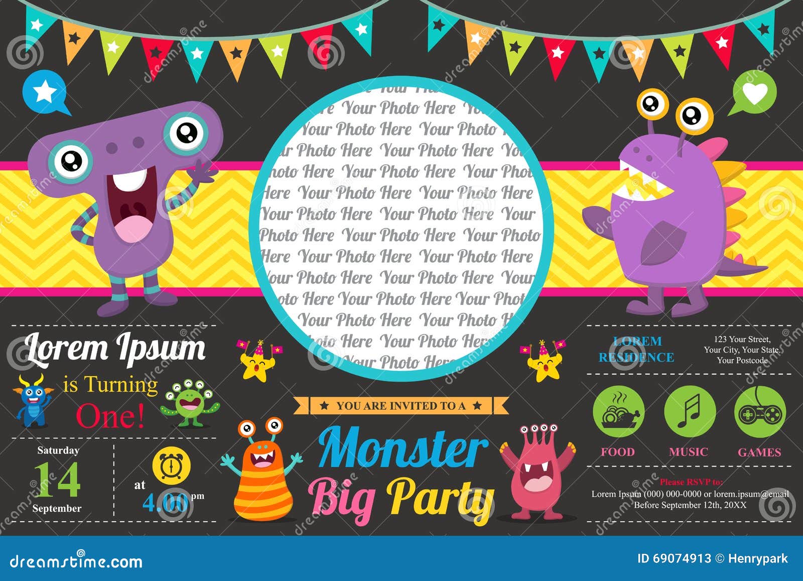 Monster Invitation Card Stock Illustration | CartoonDealer.com #19686427