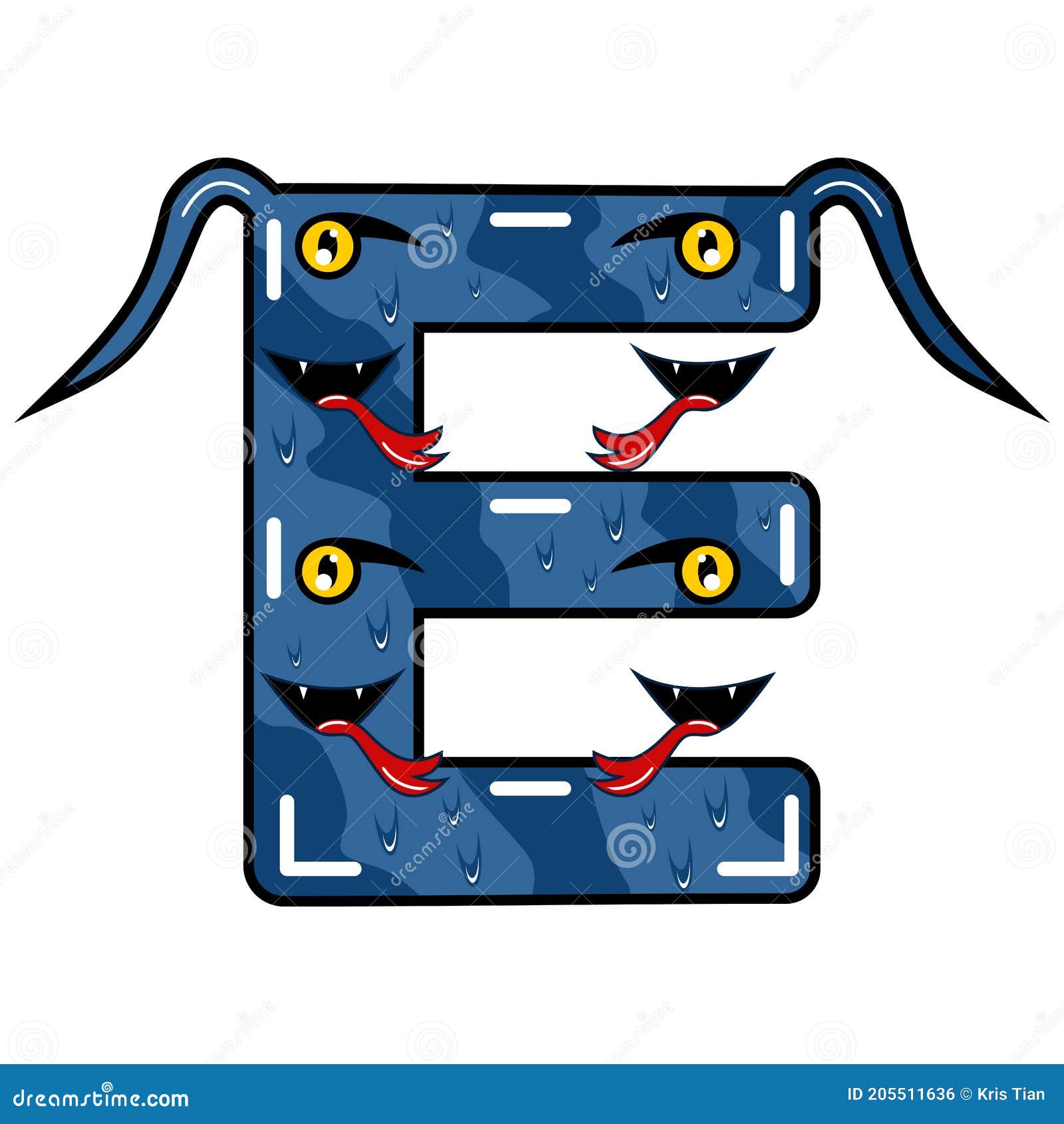 Cute monster letter E stock vector. Illustration of nature - 205511636