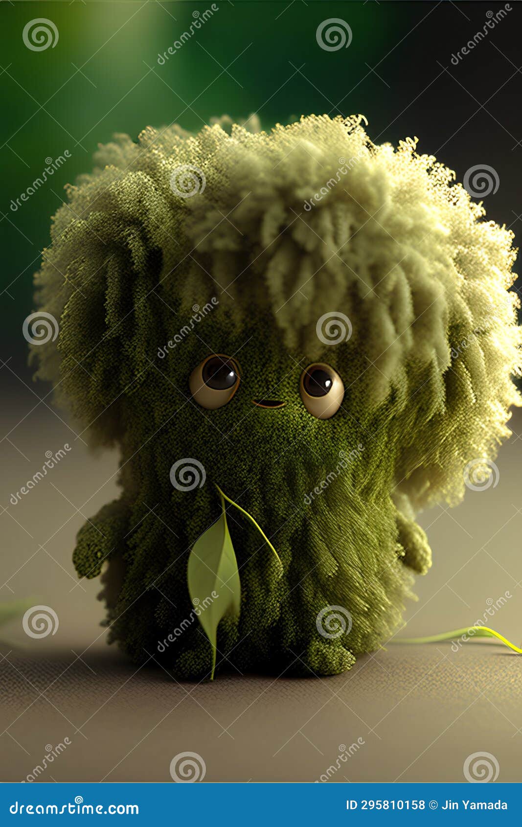Cute Monster Made of Green Grass. 3d Illustration. 3d Rendering Stock ...