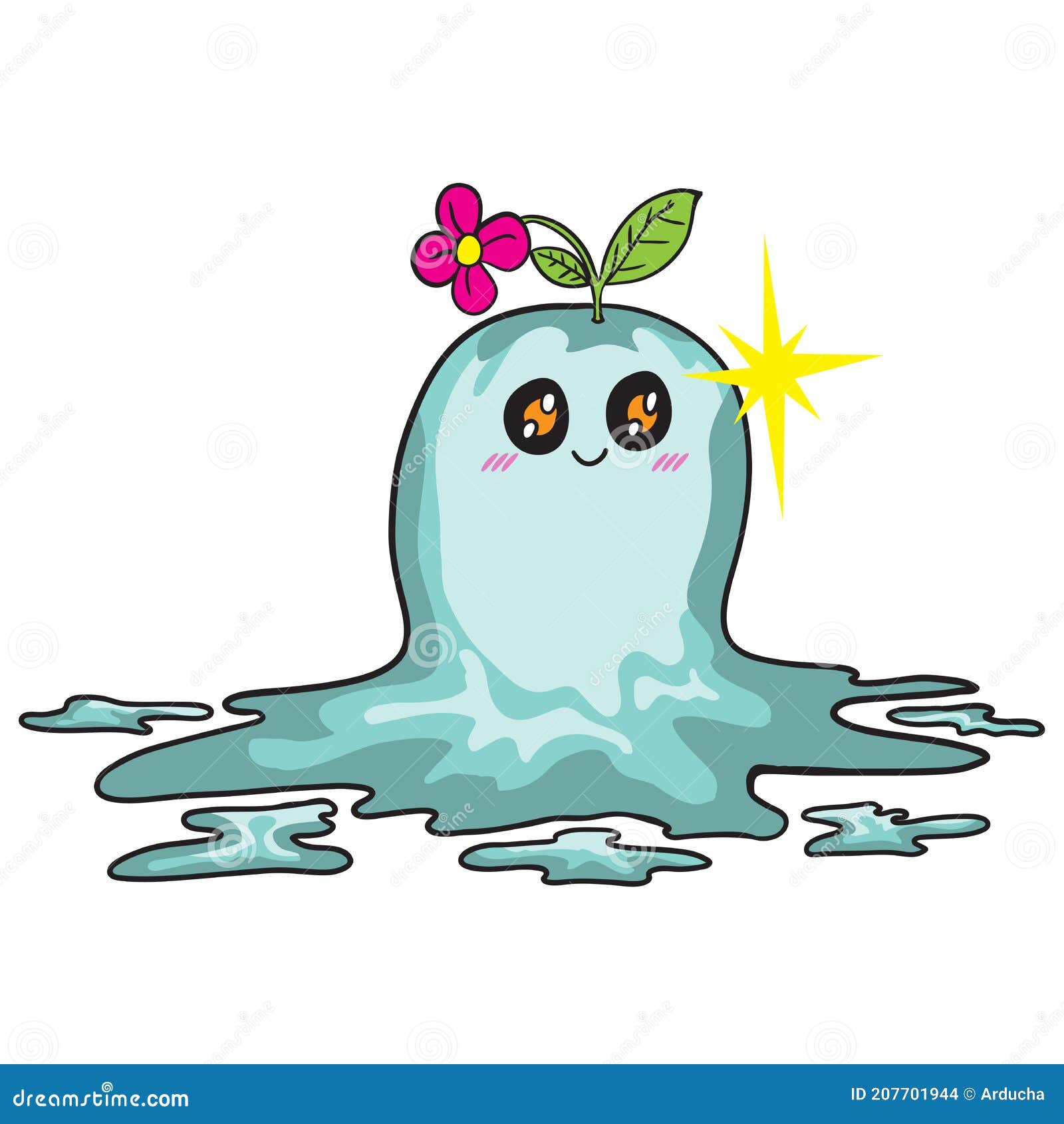 Cute and Cute Monster Slime. Doodle Icon Image Stock Vector ...