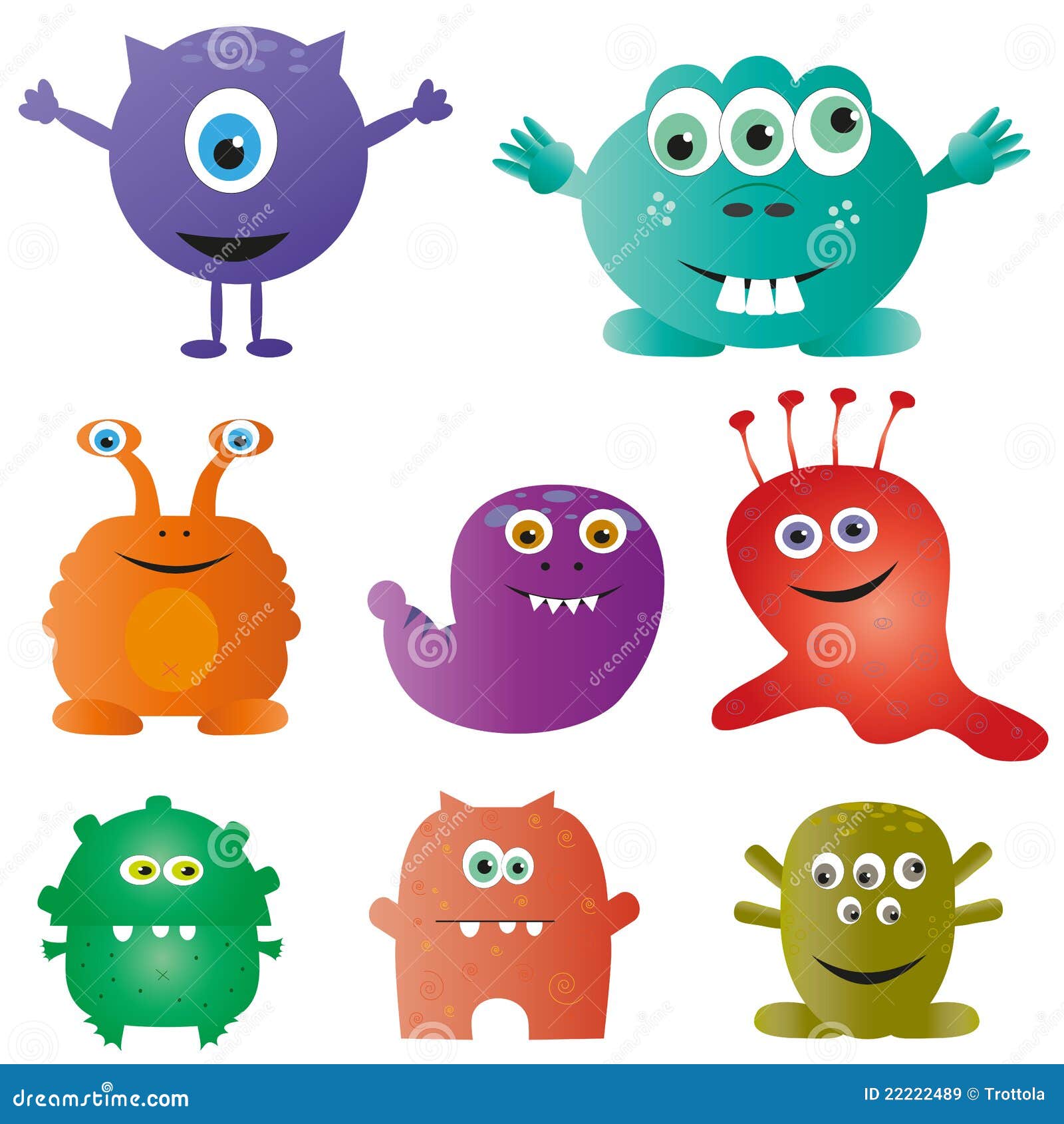 Cute Monsters And Freaks. Black-white. Vector Illustration ...