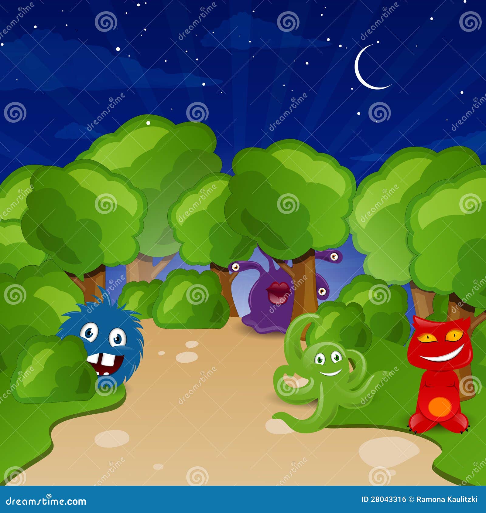 Cute Monsters stock illustration. Illustration of cheerful - 28043316