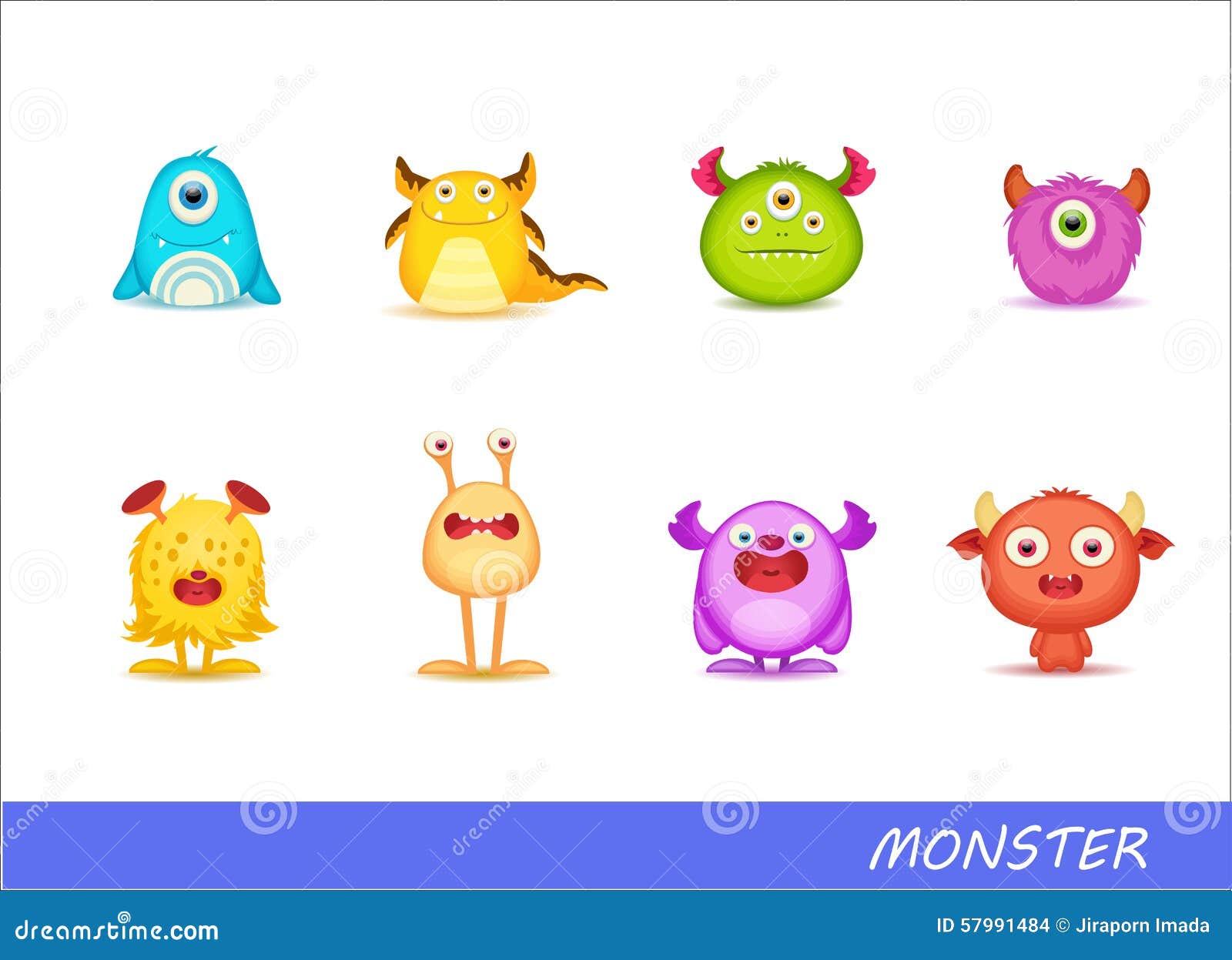 Cute Monsters Halloween Cartoon Monsters Characters Funny Fluffy