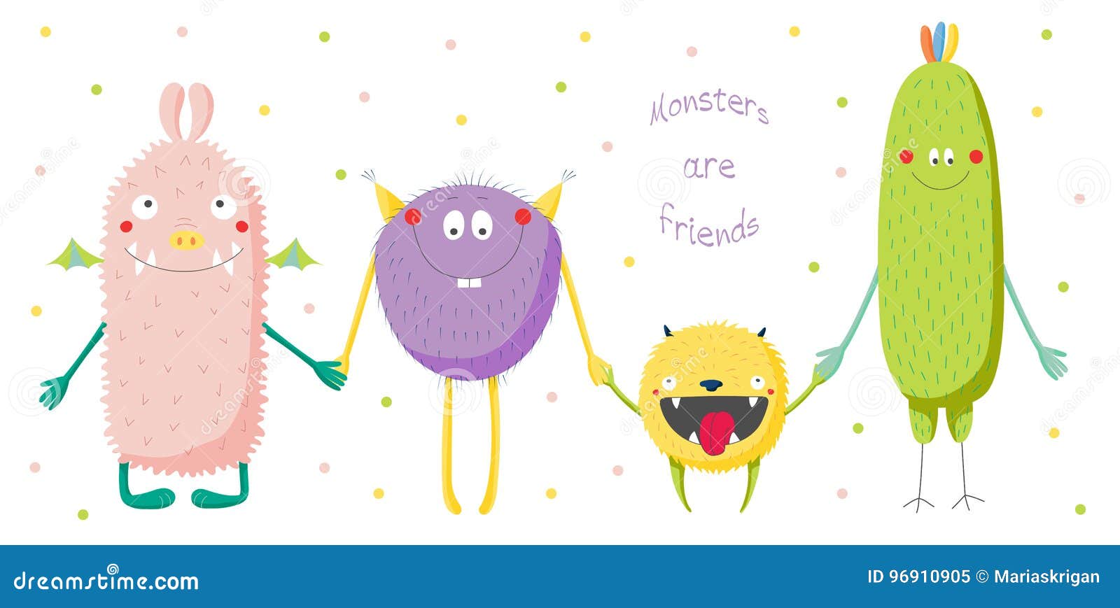 Cute Monsters Holding Hands Stock Vector - Illustration of creature ... Cute Monsters Holding Hands Stock Vector - Illustration of creature ...