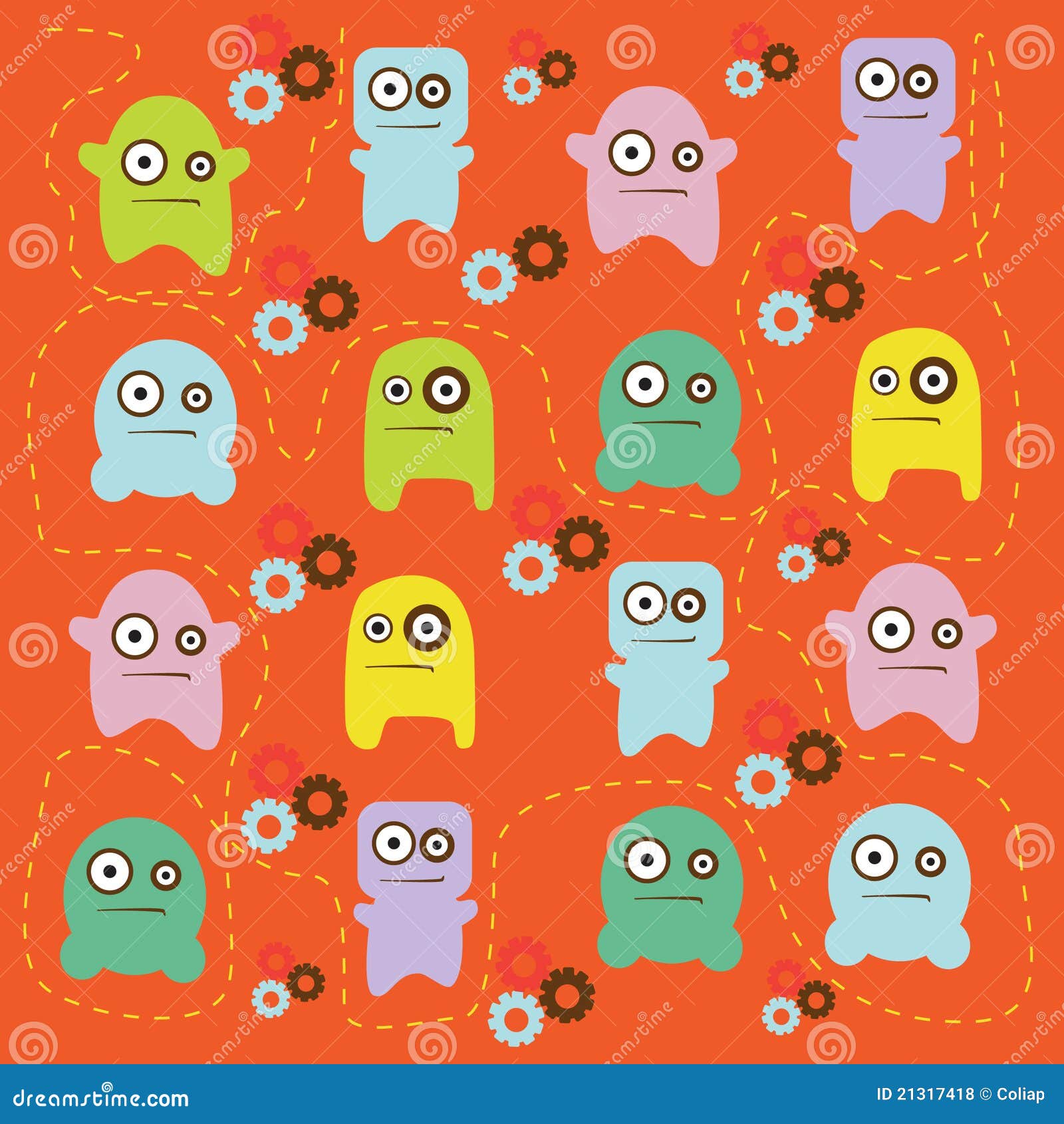 Cute monsters pattern stock vector. Illustration of colorful - 21317418