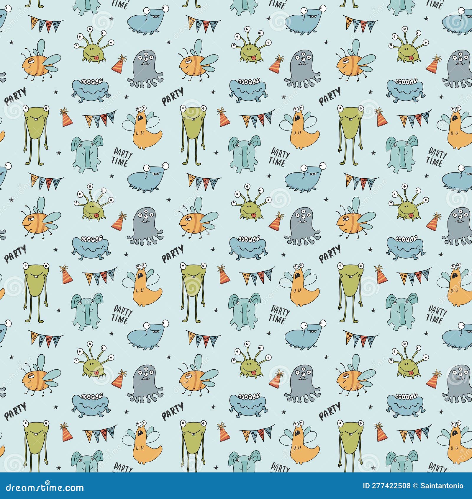 Cute Monsters Seamless Pattern. Cartoon Monsters Background Stock ...