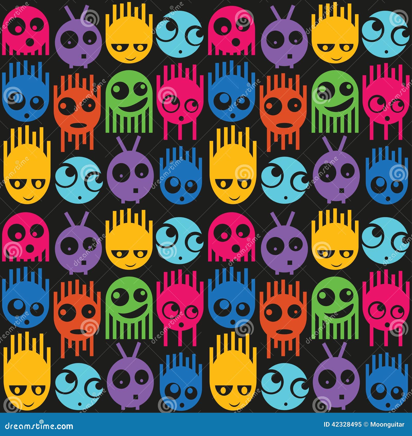 Cute Monsters Seamless Pattern Stock Vector - Illustration of game ...