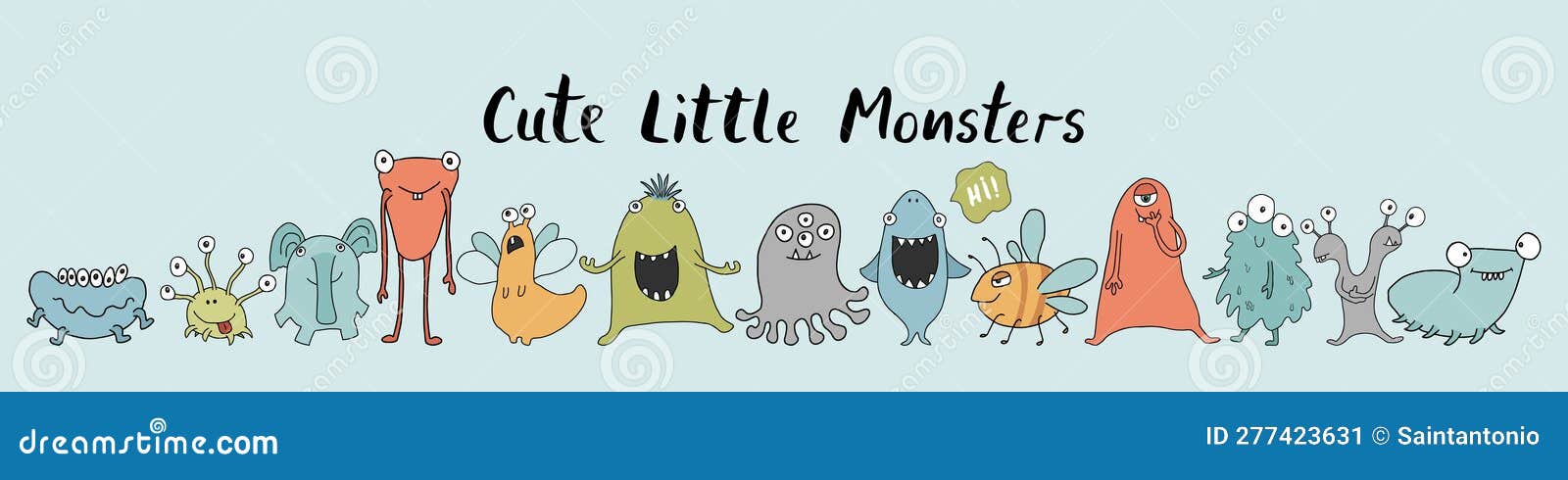 Cute Monsters Set. Cartoon Monsters Collection Stock Vector ...