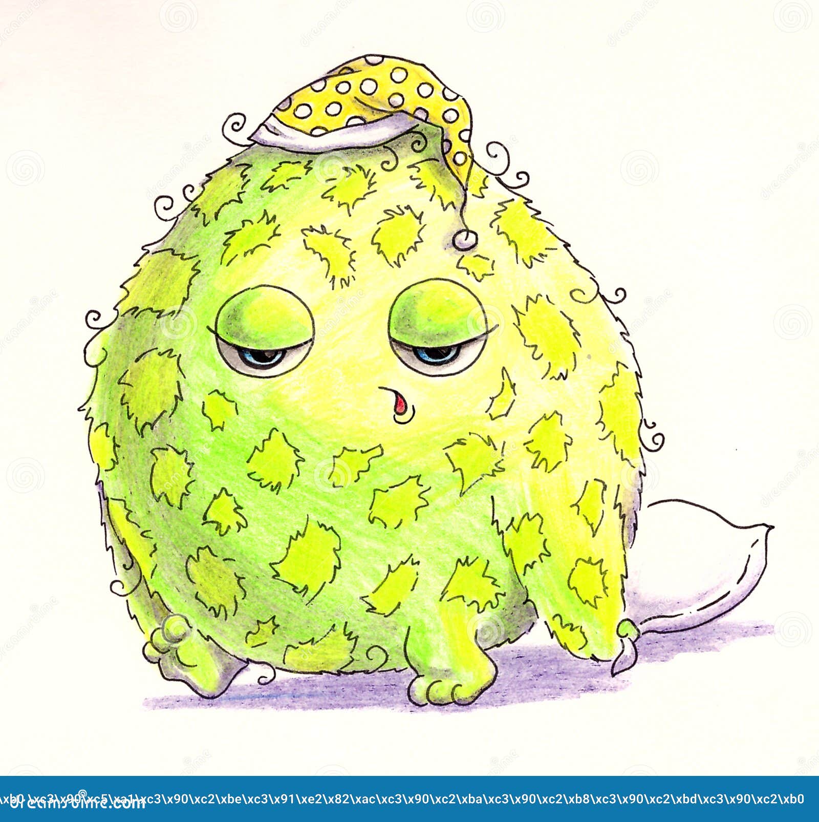 Cute Monsters, Sleepy To the Pillow. Stock Illustration - Illustration ...