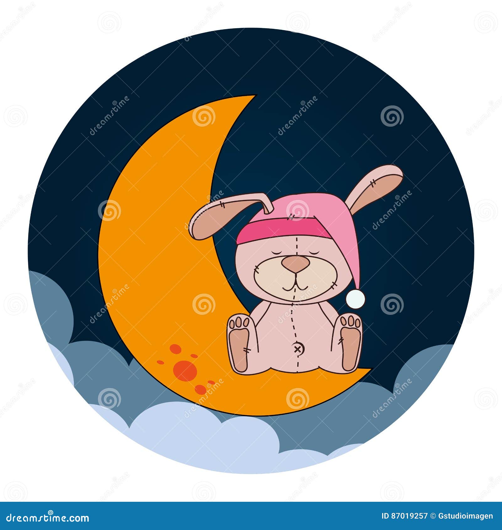 Cute moon sleeping icon stock vector. Illustration of sleeping - 87019257