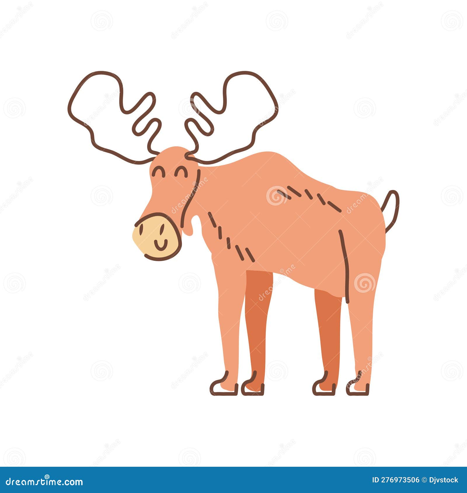 Cute moose stands stock vector. Illustration of forest - 276973506