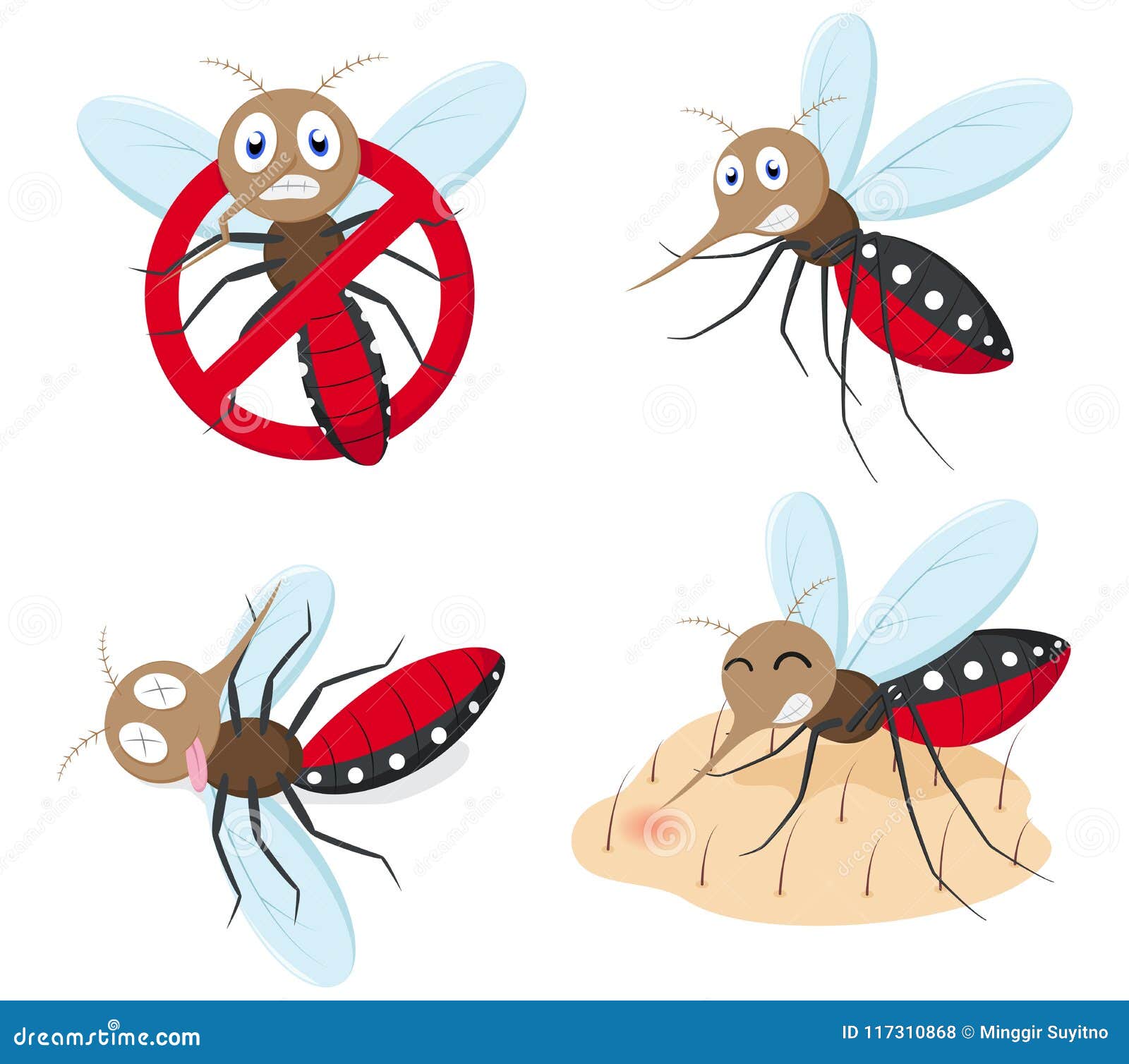 Cute Mosquito Cartoon Collection Set Stock Vector - Illustration of ...