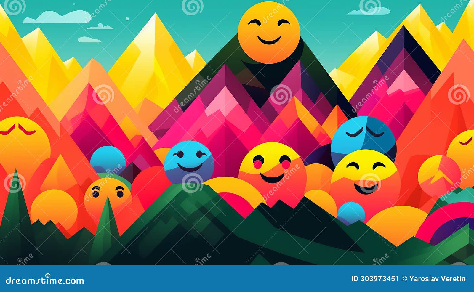 Cute Mountains As a Smiles. Friendly Nature Concept Stock Image - Image ...