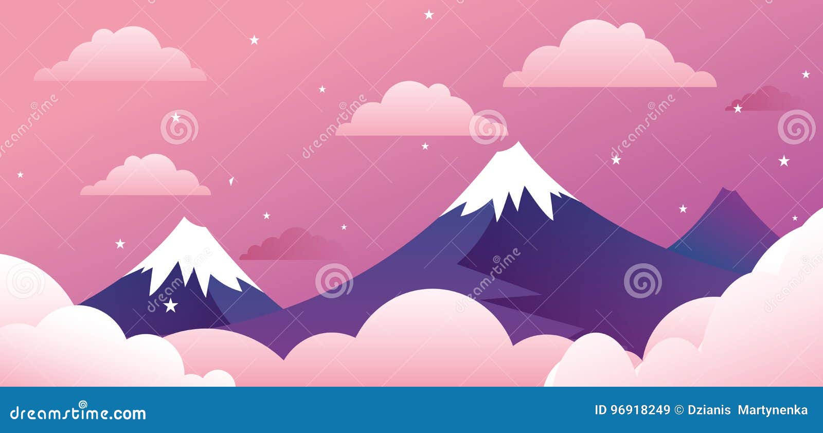Cute Mountains Peaks At Sunrise Time Computer Graphics Background ...