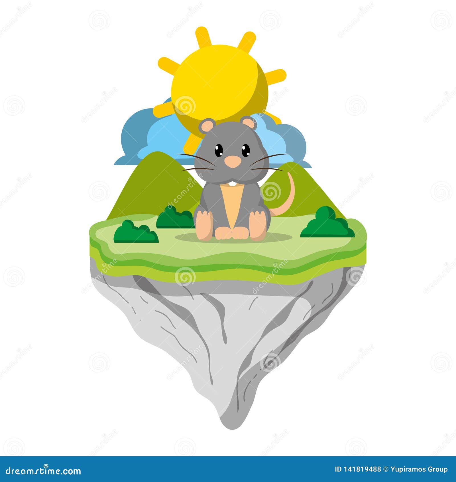 Cute Mouse Animal in Float Island Stock Vector - Illustration of ...