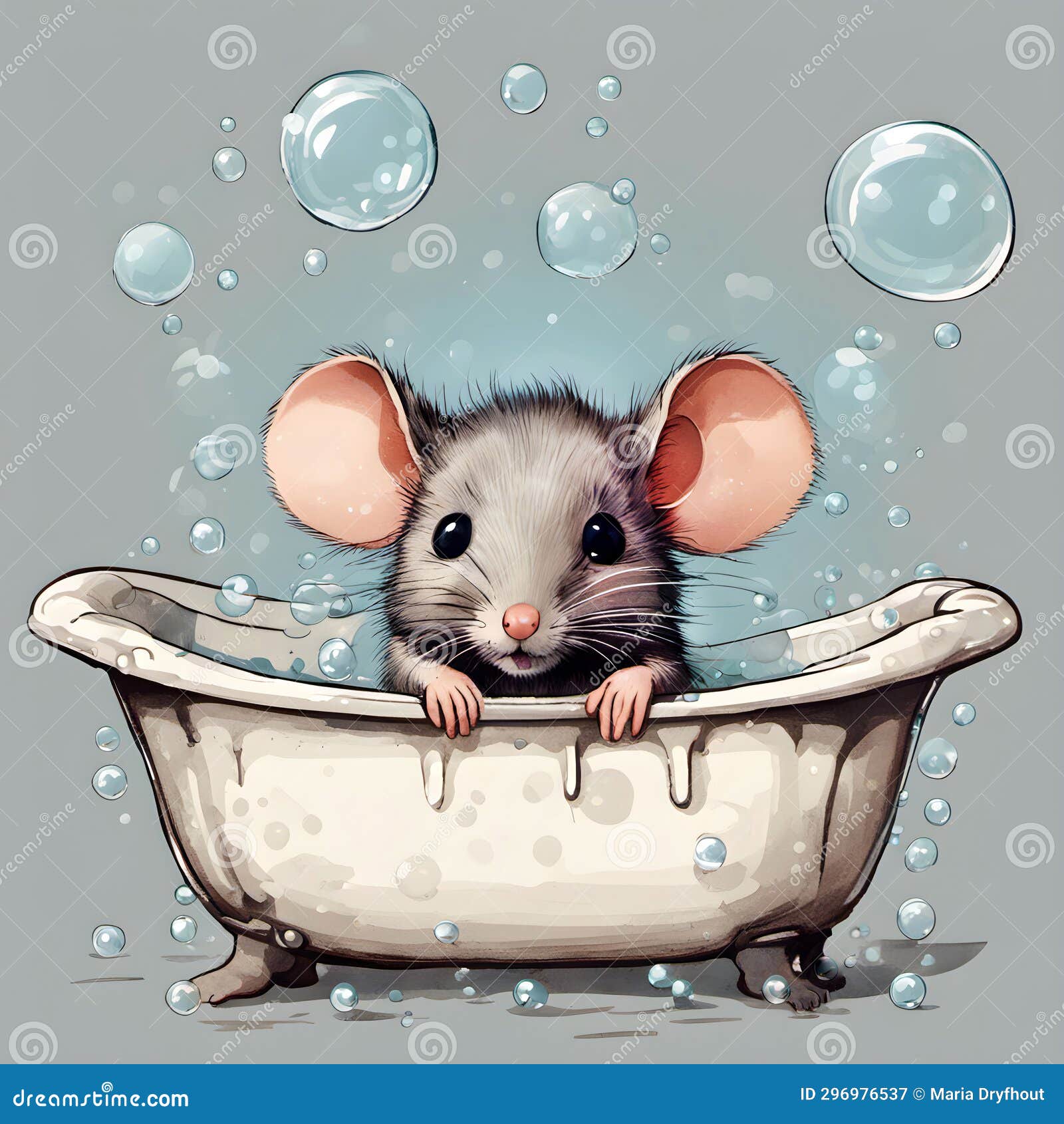 Cute Mouse in a Bubble Bath Stock Illustration - Illustration of bath ...