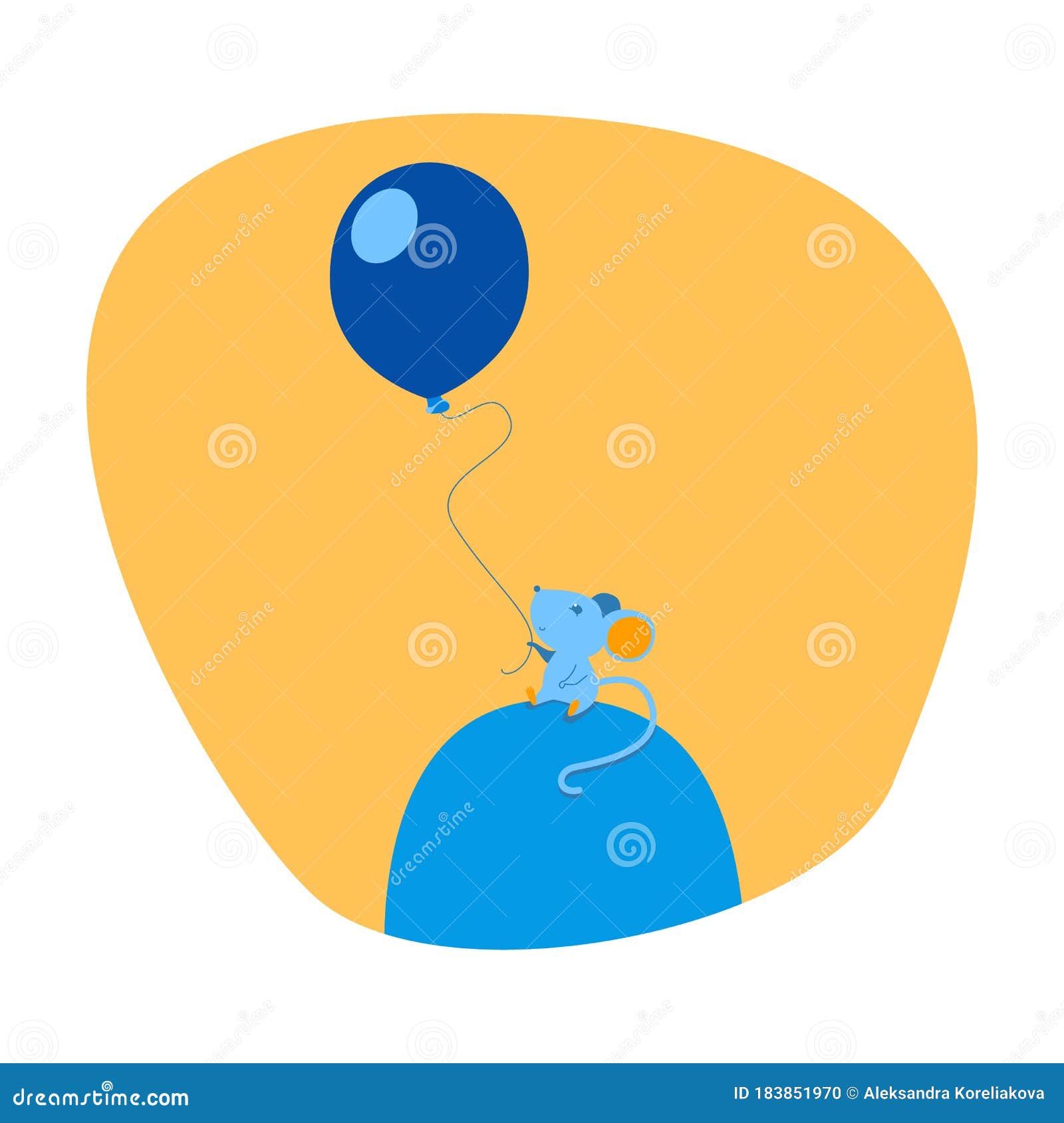 Cute mouse with a balloon. stock vector. Illustration of brightly ...