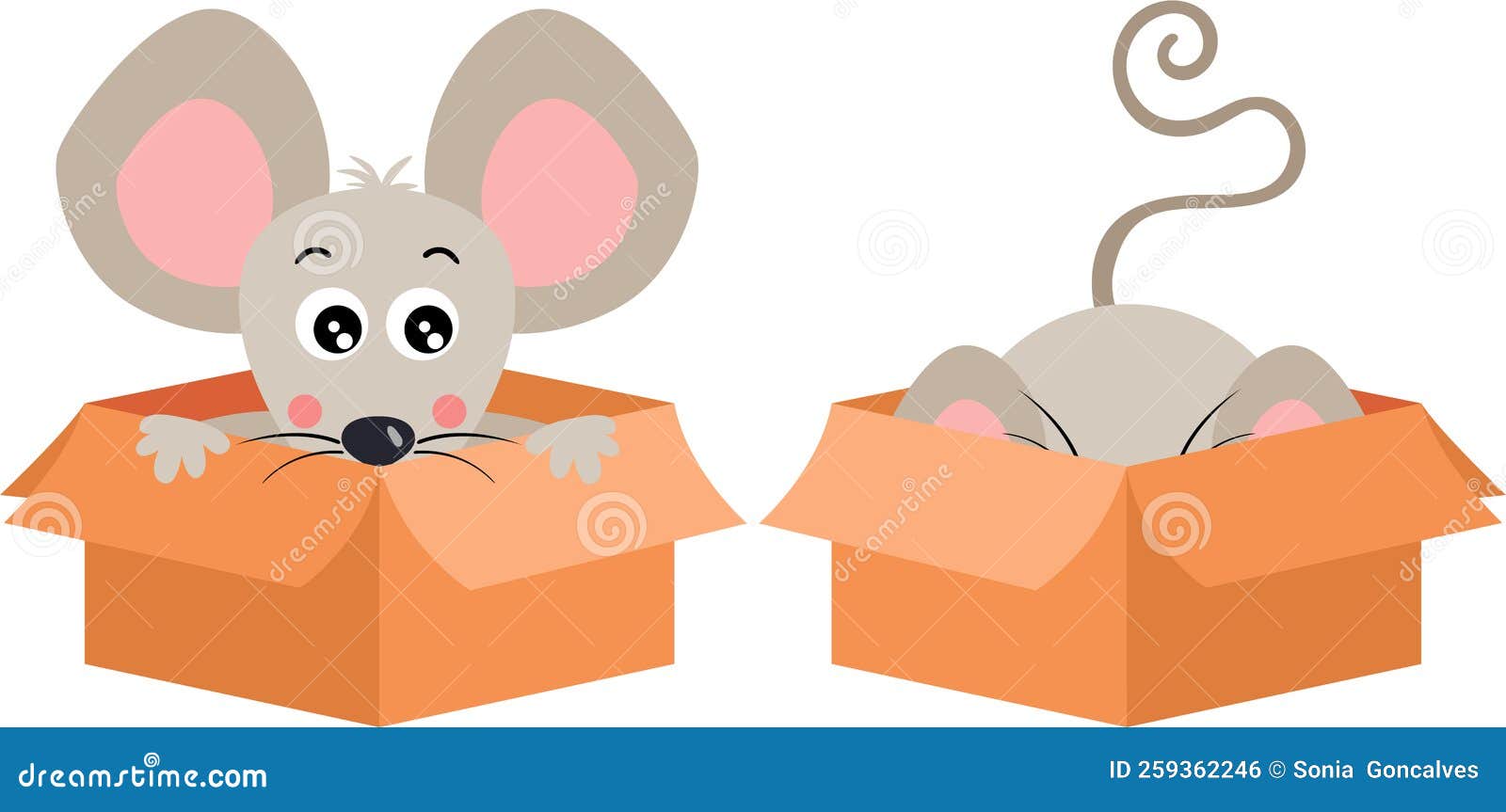 Cute Mouse in Cardboard Box Stock Vector - Illustration of ornament ...