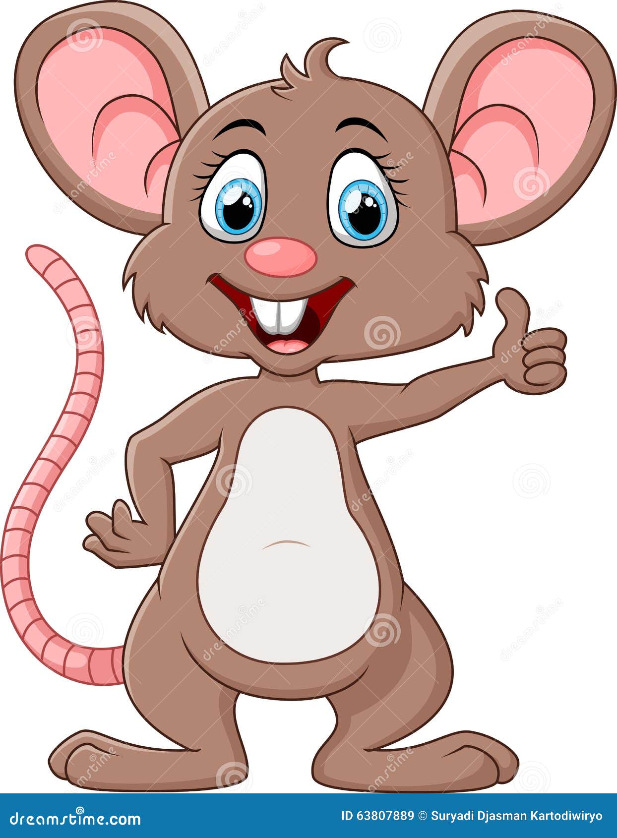 Cute Mouse Cartoon Thumb Up Stock Vector - Illustration of ears ...
