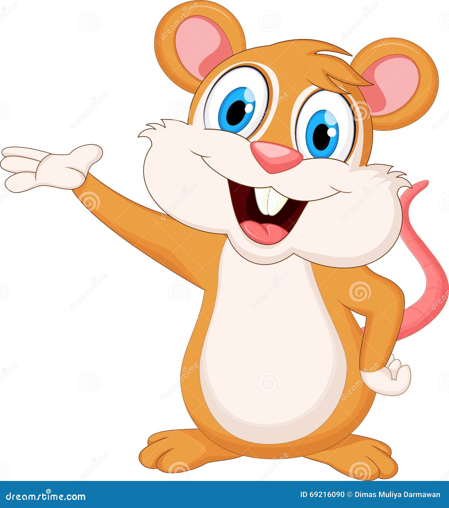 Cute Mouse Cartoon Waving Hand Stock Illustration - Illustration of ...