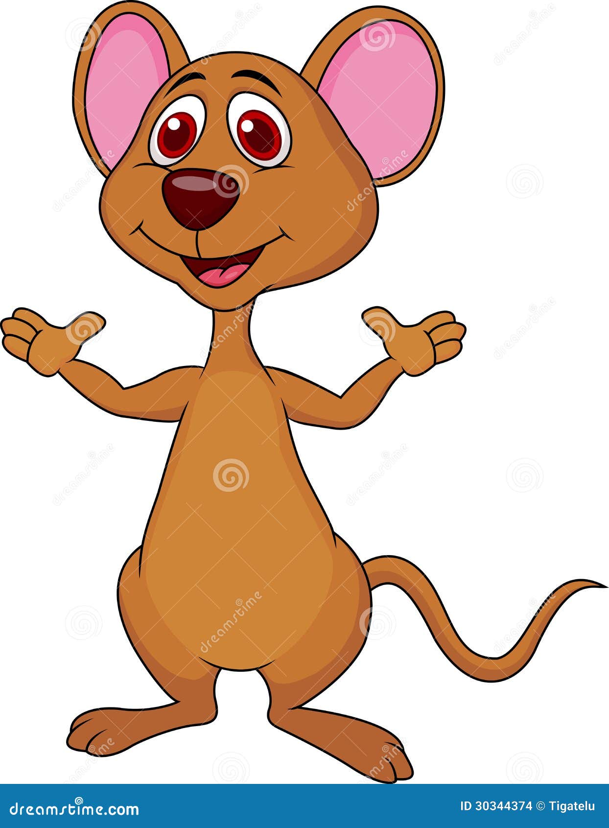 Cute mouse cartoon waving stock vector. Illustration of happiness ...