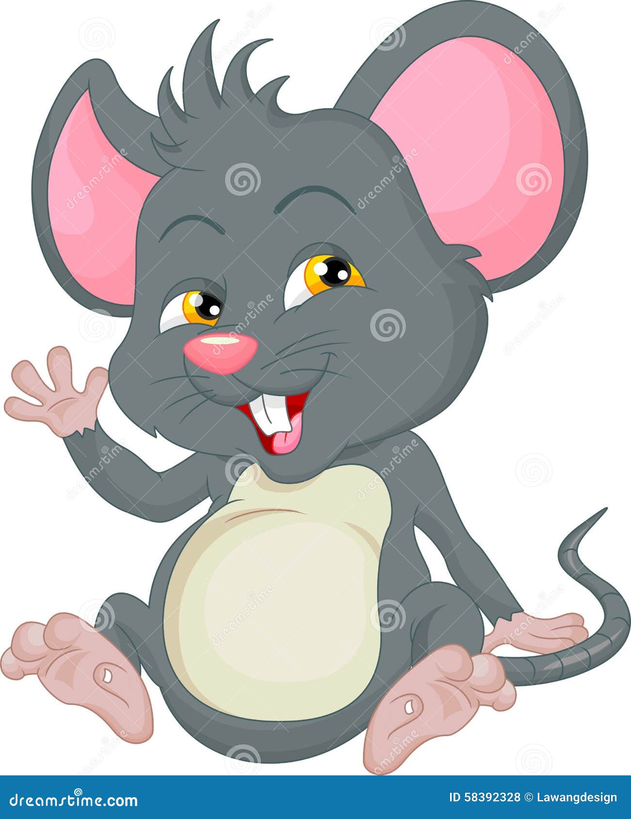Cute mouse cartoon waving stock vector. Illustration of drawing - 58392328