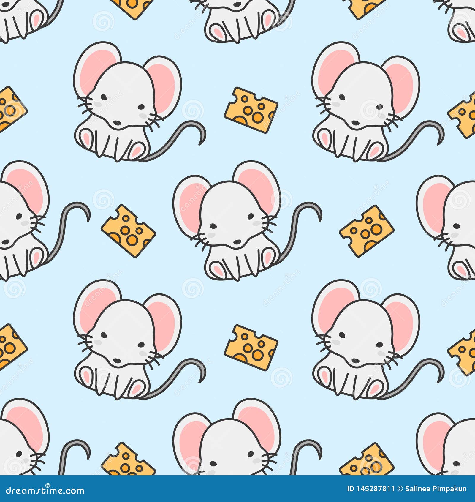 Cute Mouse and Cheese Seamless Pattern Background Stock Vector ...