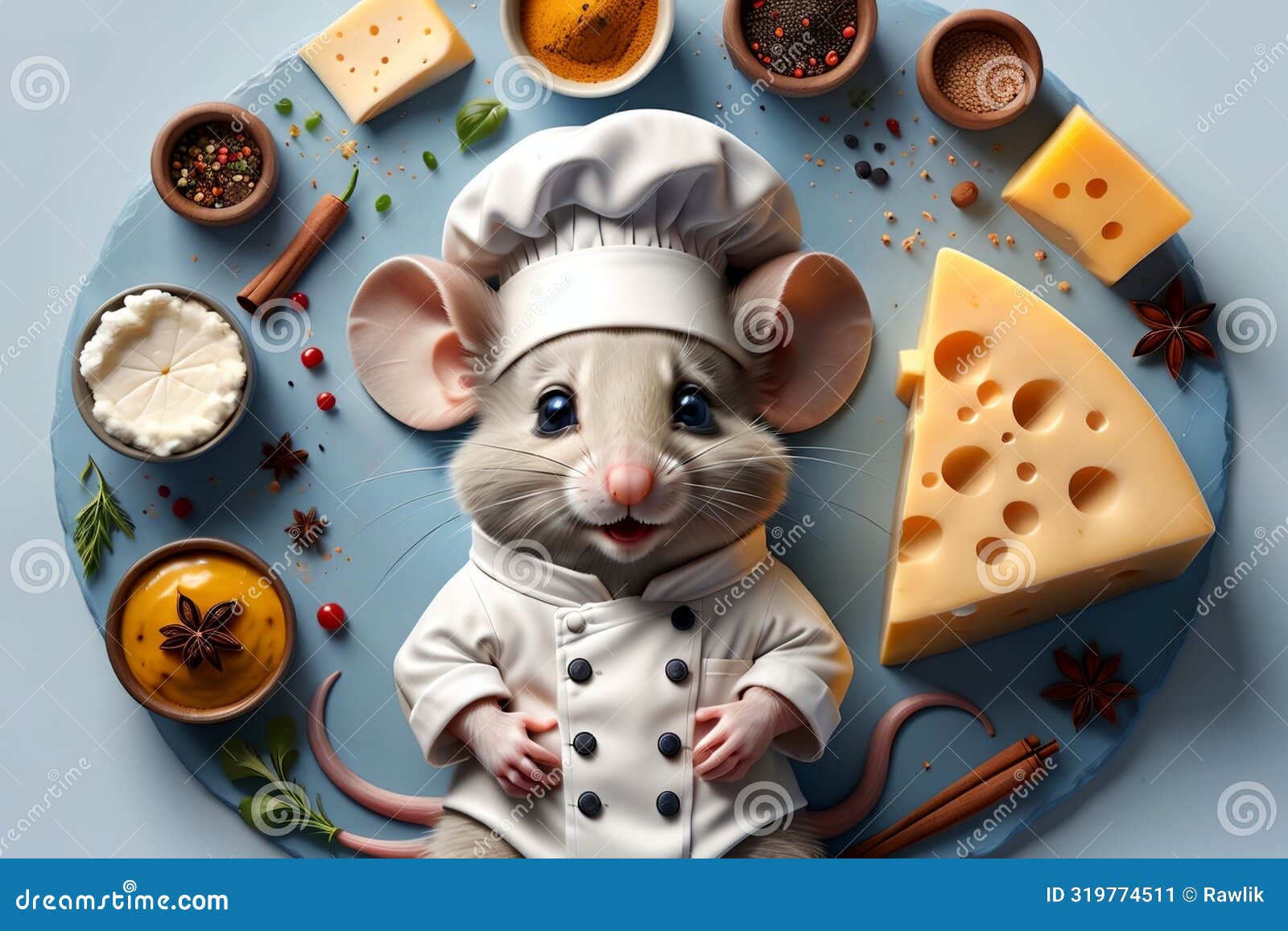 Cute Mouse with Cheese, Top View Stock Image - Image of tiny, spices ...