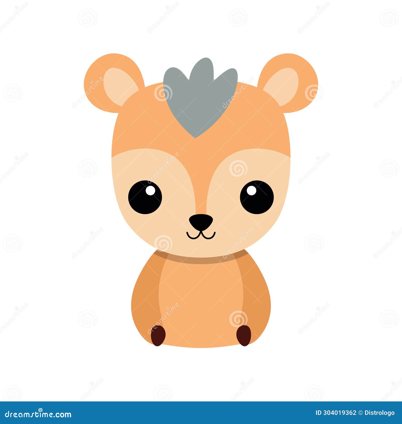 Cute Mouse Deer Animal Sticker. Cute Animal Face Cartoon Vector ...