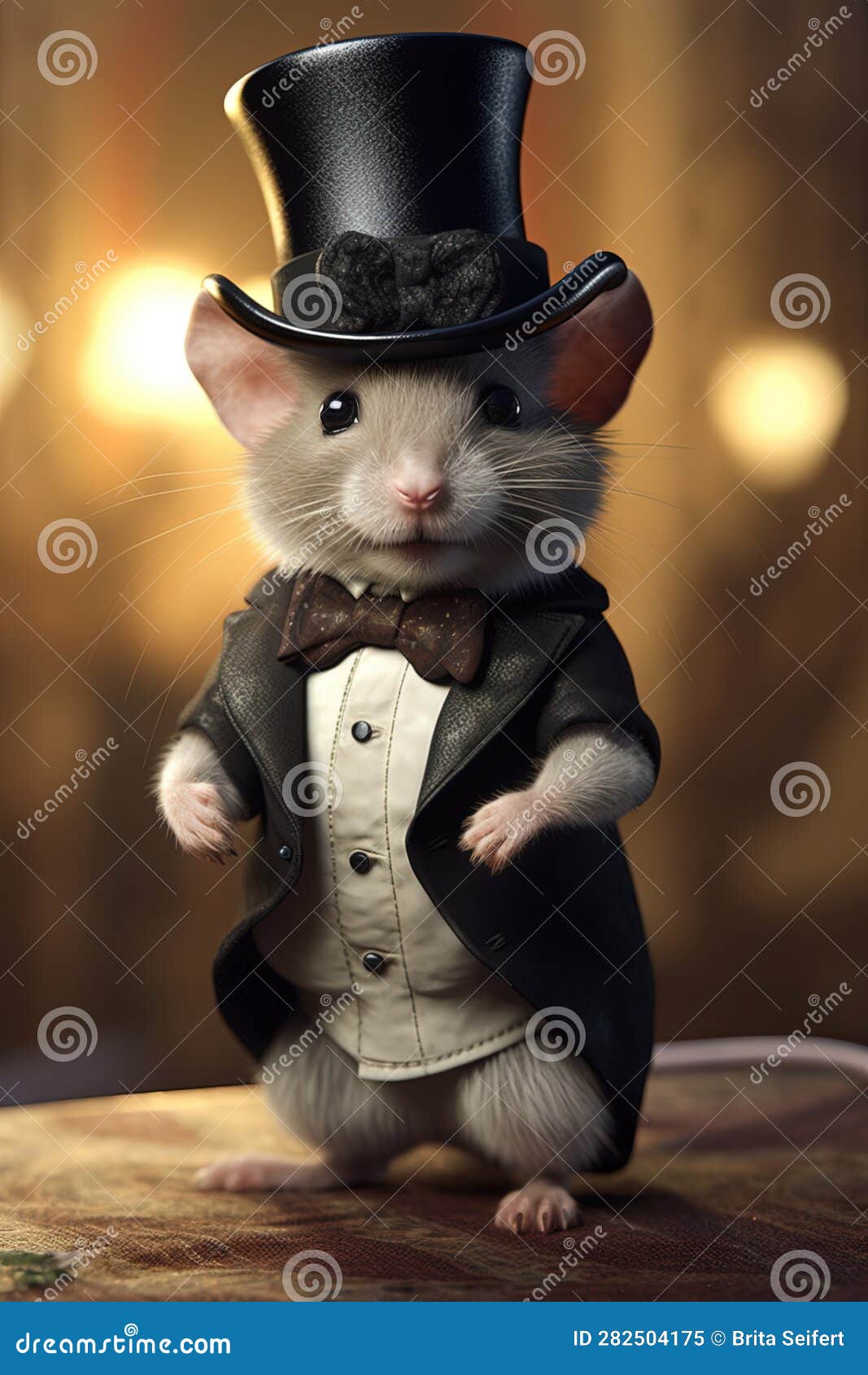 Cute Mouse Dressed with Tuxedo and Top Hat Stock Illustration ...