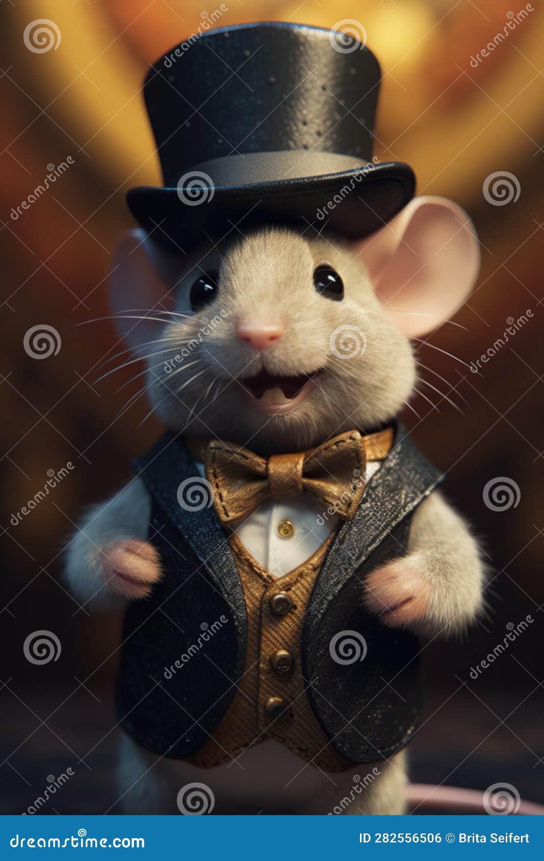 Cute Mouse Dressed with Tuxedo and Top Hat Stock Illustration ...